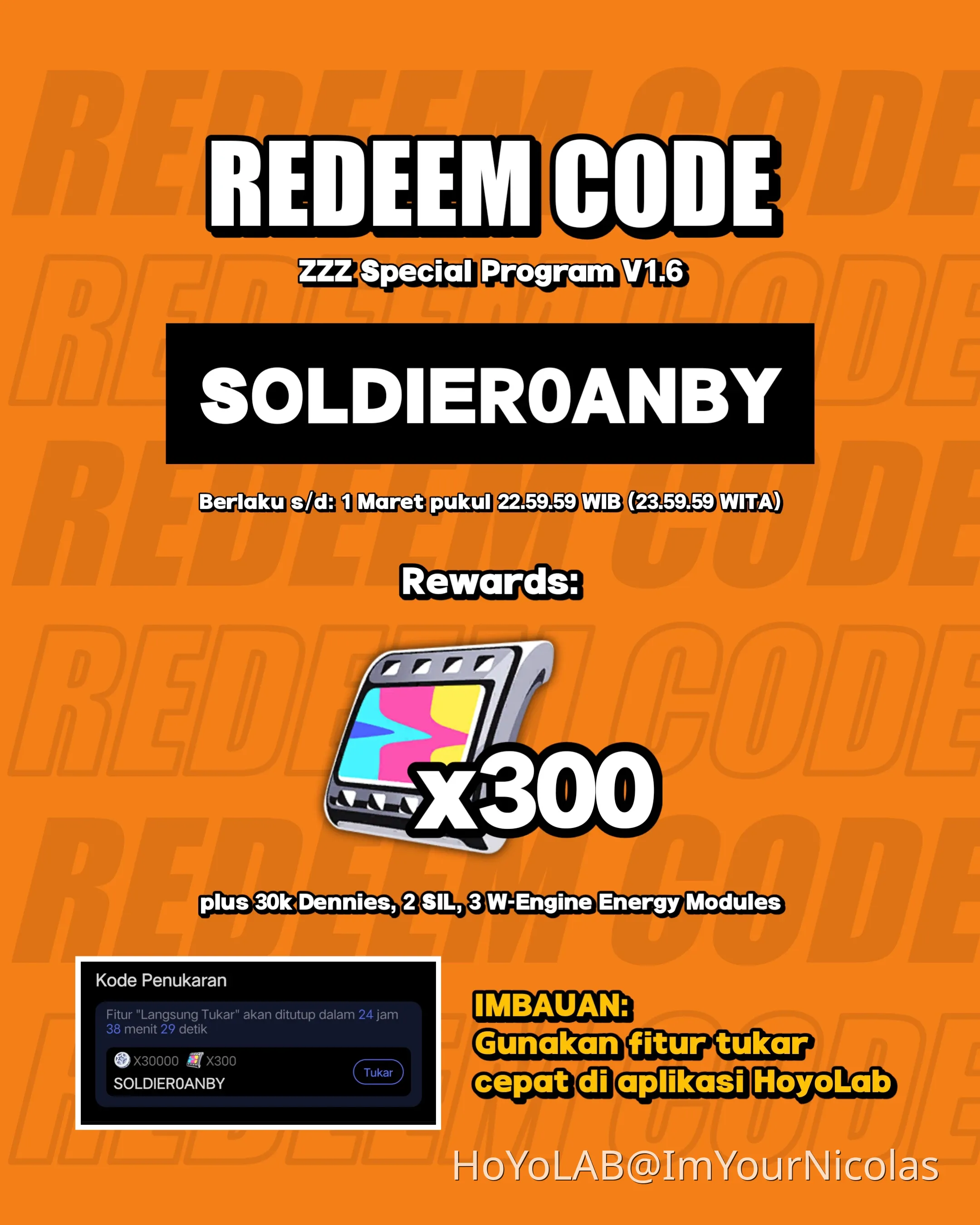Redeem Code SP V1.6 ZZZ Zenless Zone Zero | HoYoLAB