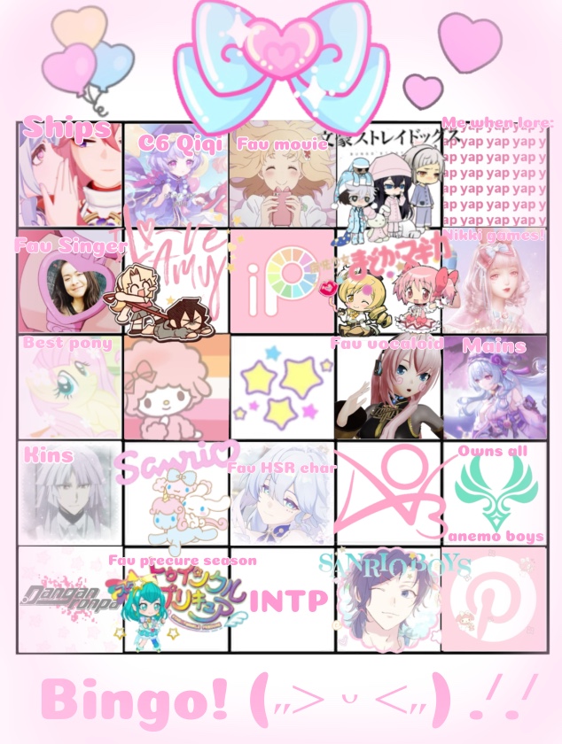 ૮ ˶ᵔ ᵕ ᵔ˶ ა Bingo card! | HoYoLAB