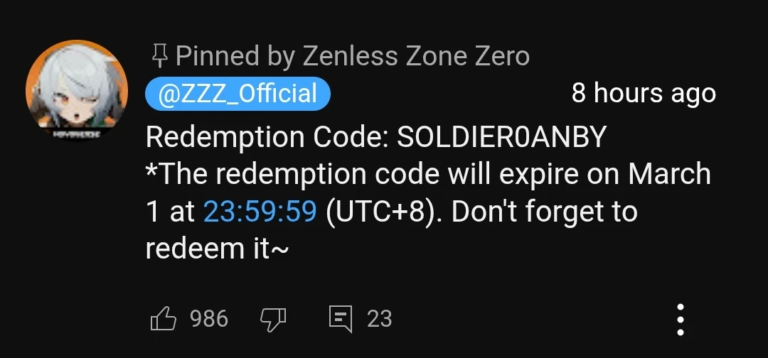 NEW ZZZ CODE!!! X300 POLYCHROME (until 1 March 23h59) Zenless Zone Zero | HoYoLAB