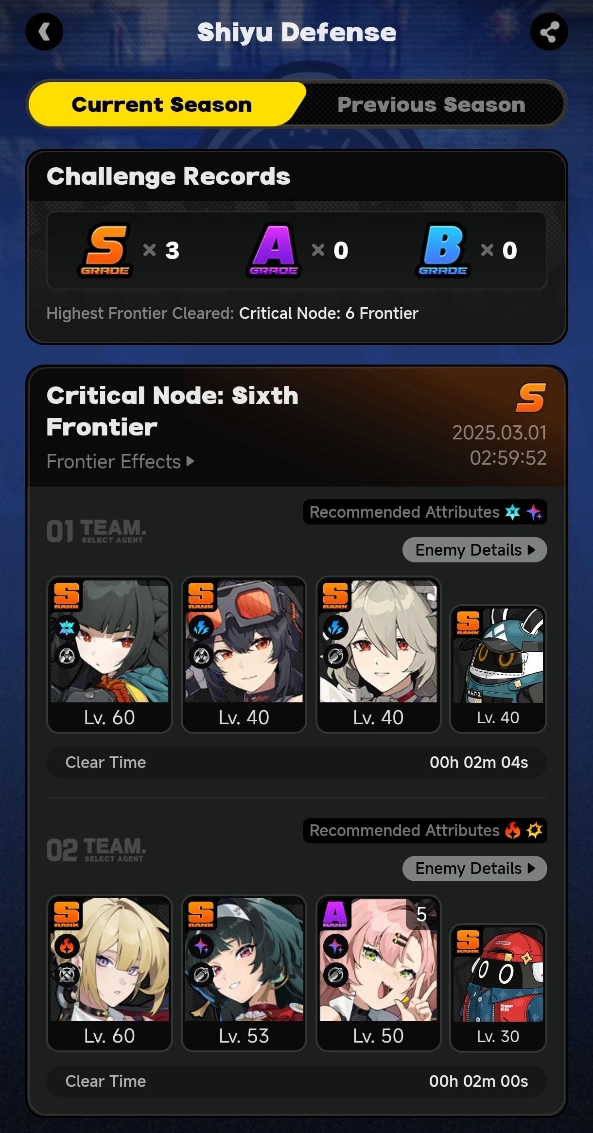 Shiyu Defense Zenless Zone Zero | HoYoLAB