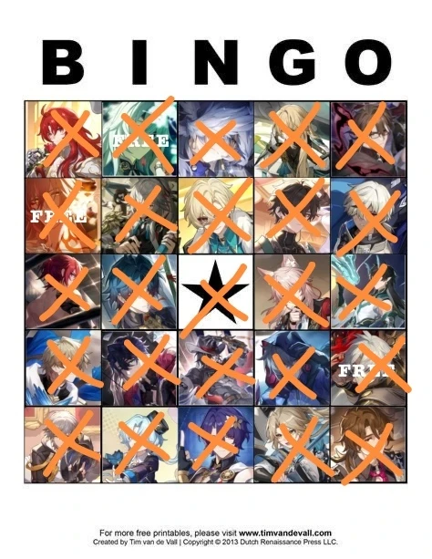 HSR Male Chara Bingo Honkai: Star Rail | HoYoLAB