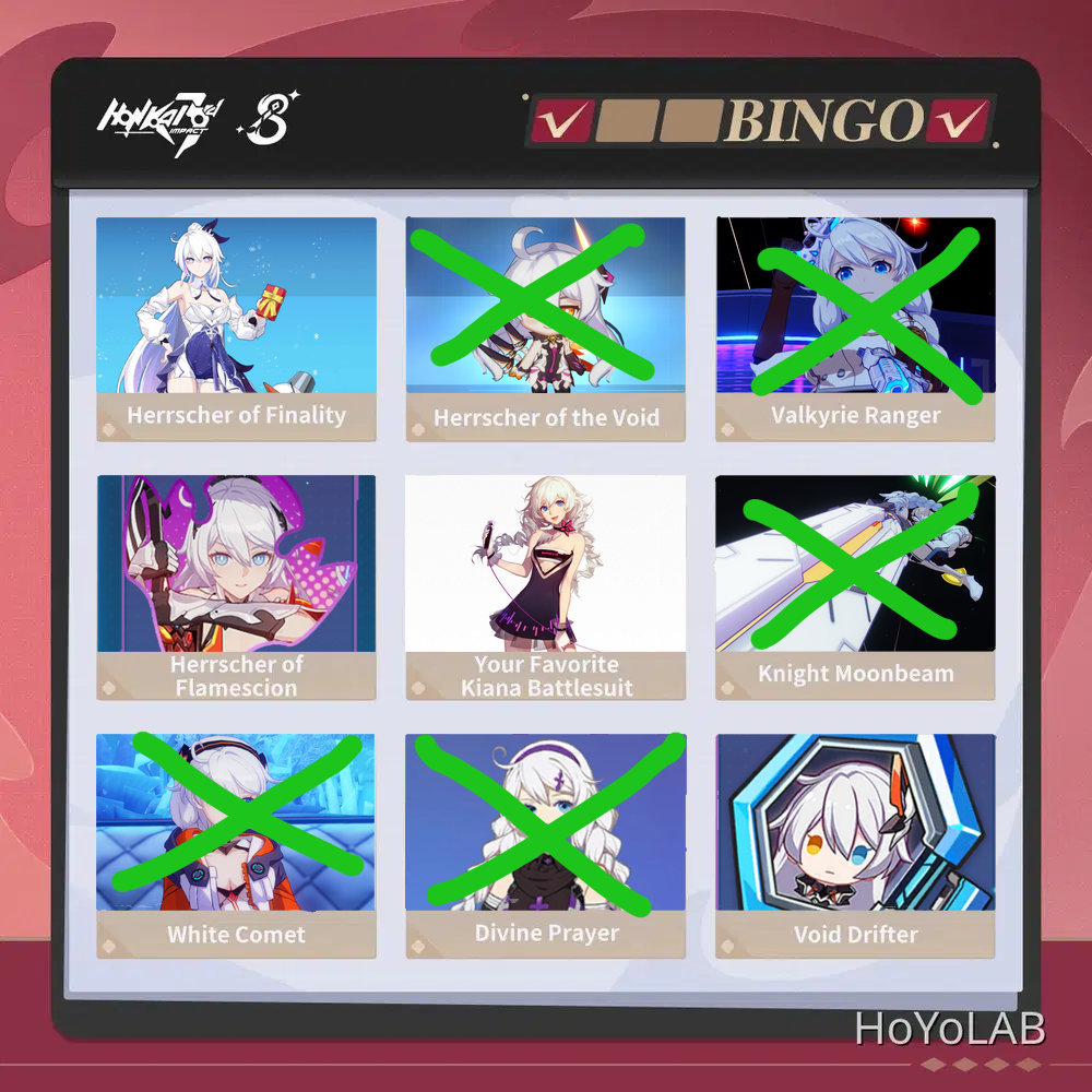 Kiana Bingo : 174 day player edition Honkai Impact 3rd | HoYoLAB