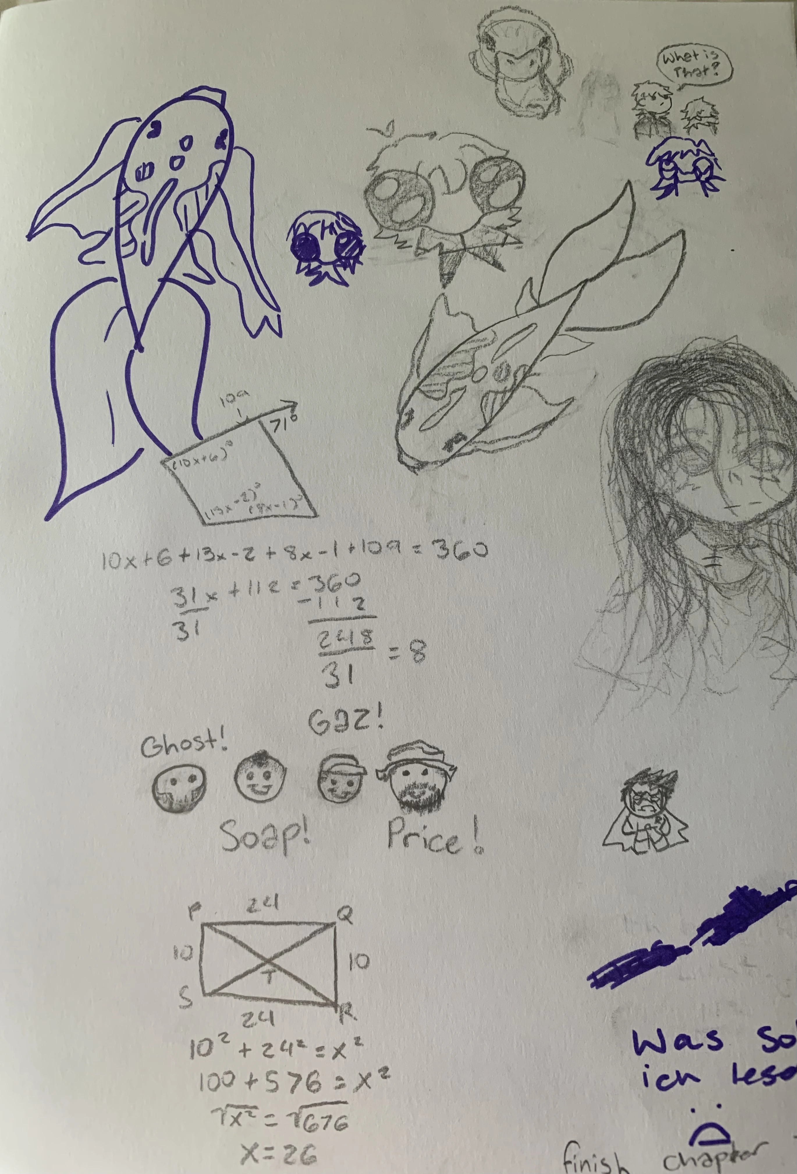Math class doodles are always smth interesting (I CANT DRAW IM SORRY TO ...