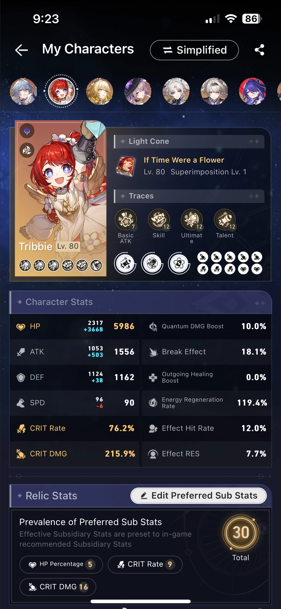 Current E6 tribbie build Honkai: Star Rail | HoYoLAB