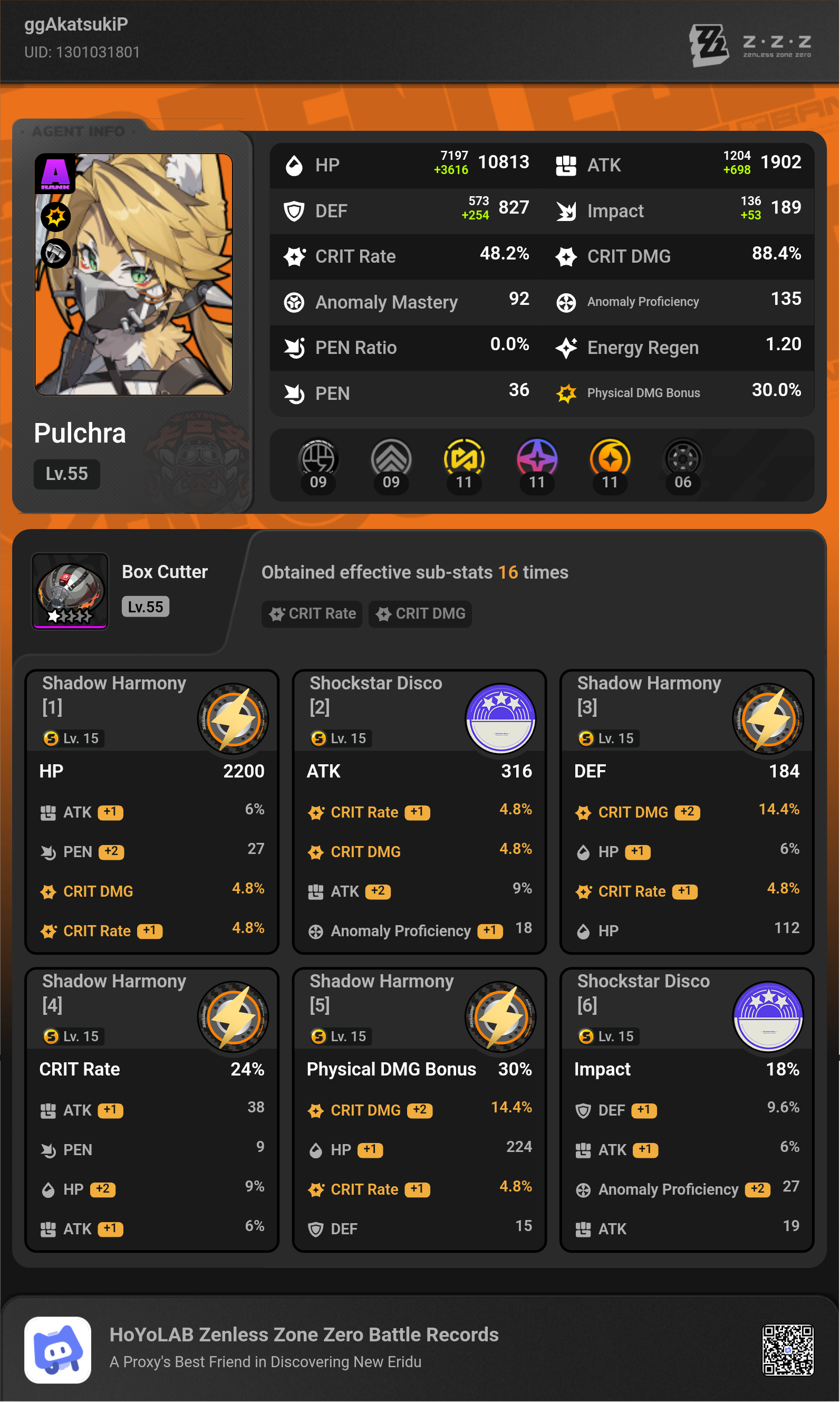 Pulchra Lv55 build M0S1 Zenless Zone Zero | HoYoLAB