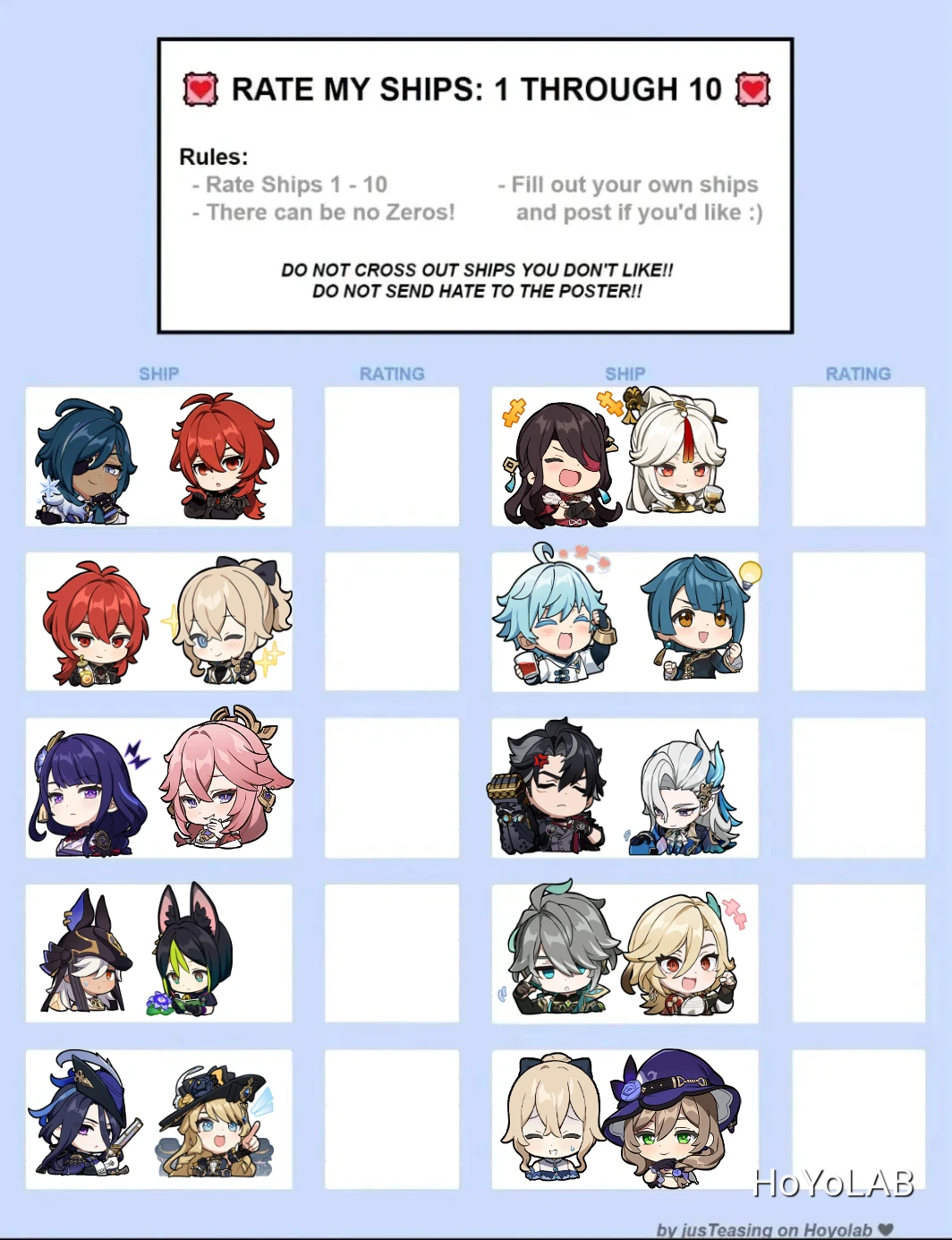 rate my ship!!! second page is poly ships and rare pairs :3 Genshin ...