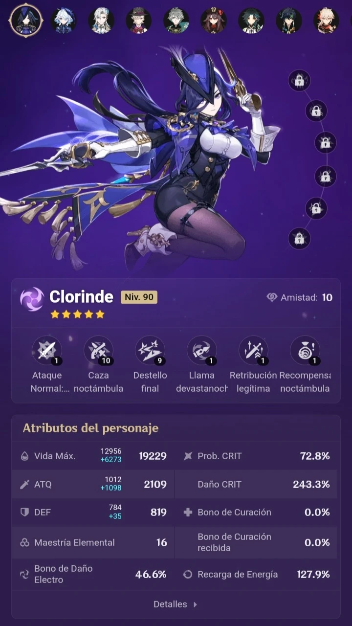 Ayer por fin conseguí completar la build de Clorinde~ 🫂 Genshin Impact ...
