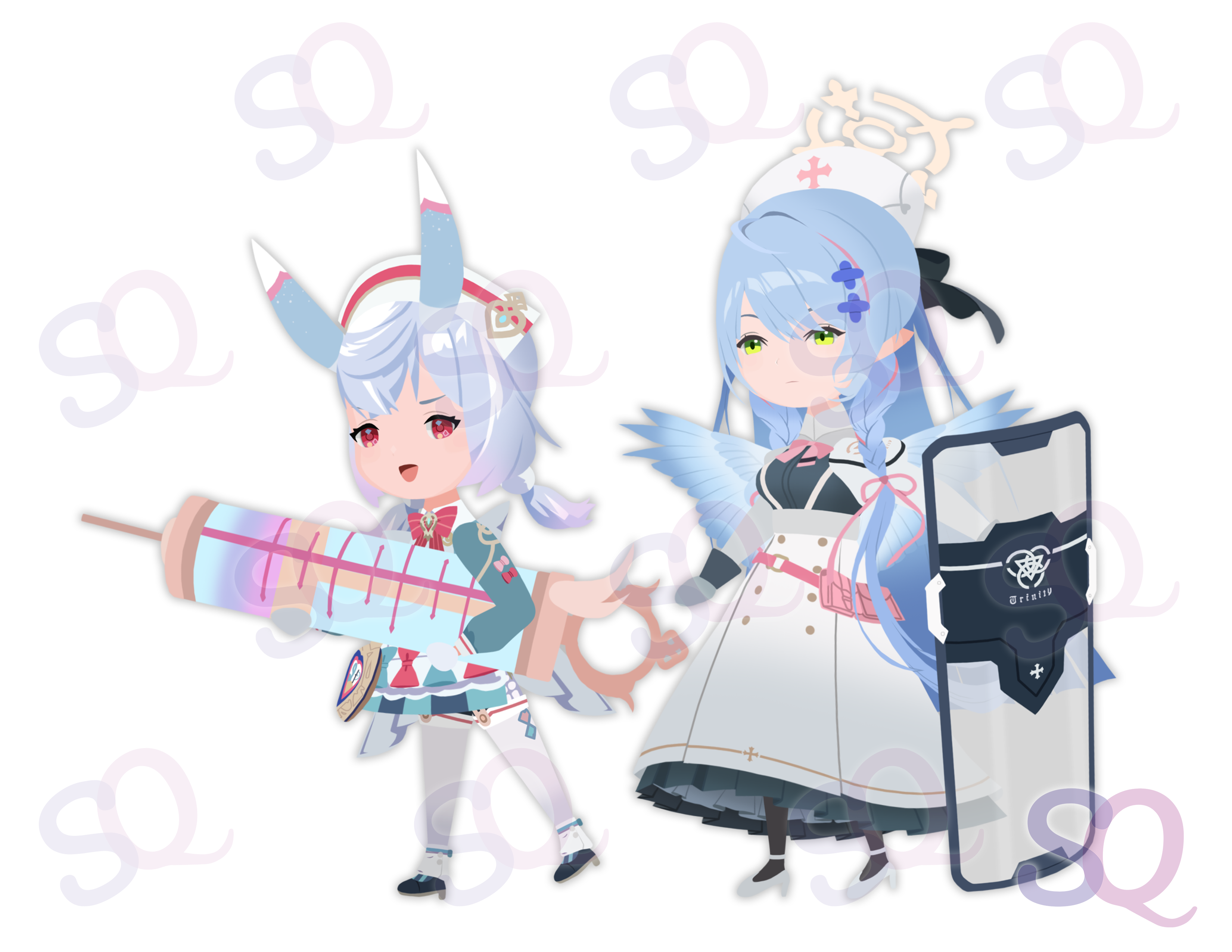 Sigewinne's Healer Force (Fanart) [with Mine from Blue Archive] Genshin ...