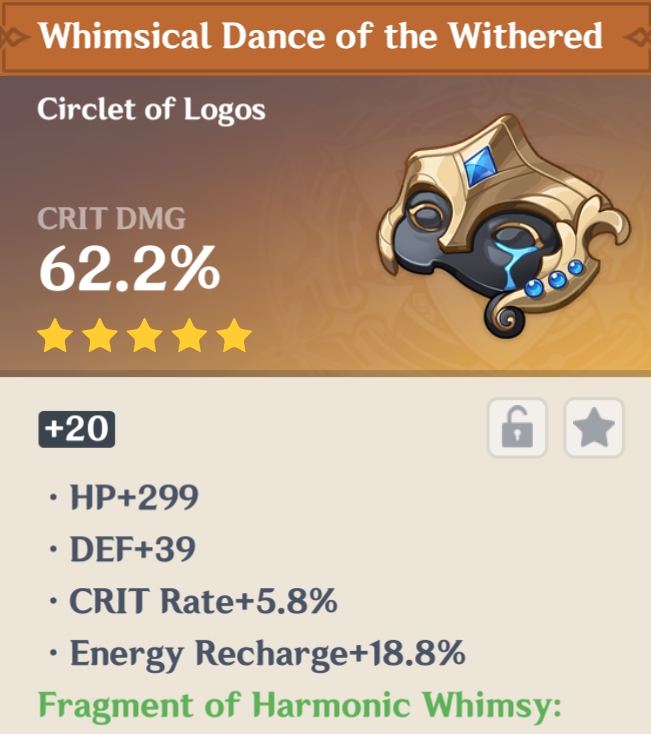 Artifact for this day. Yeah... ER for Arlecchino : ) Genshin Impact ...