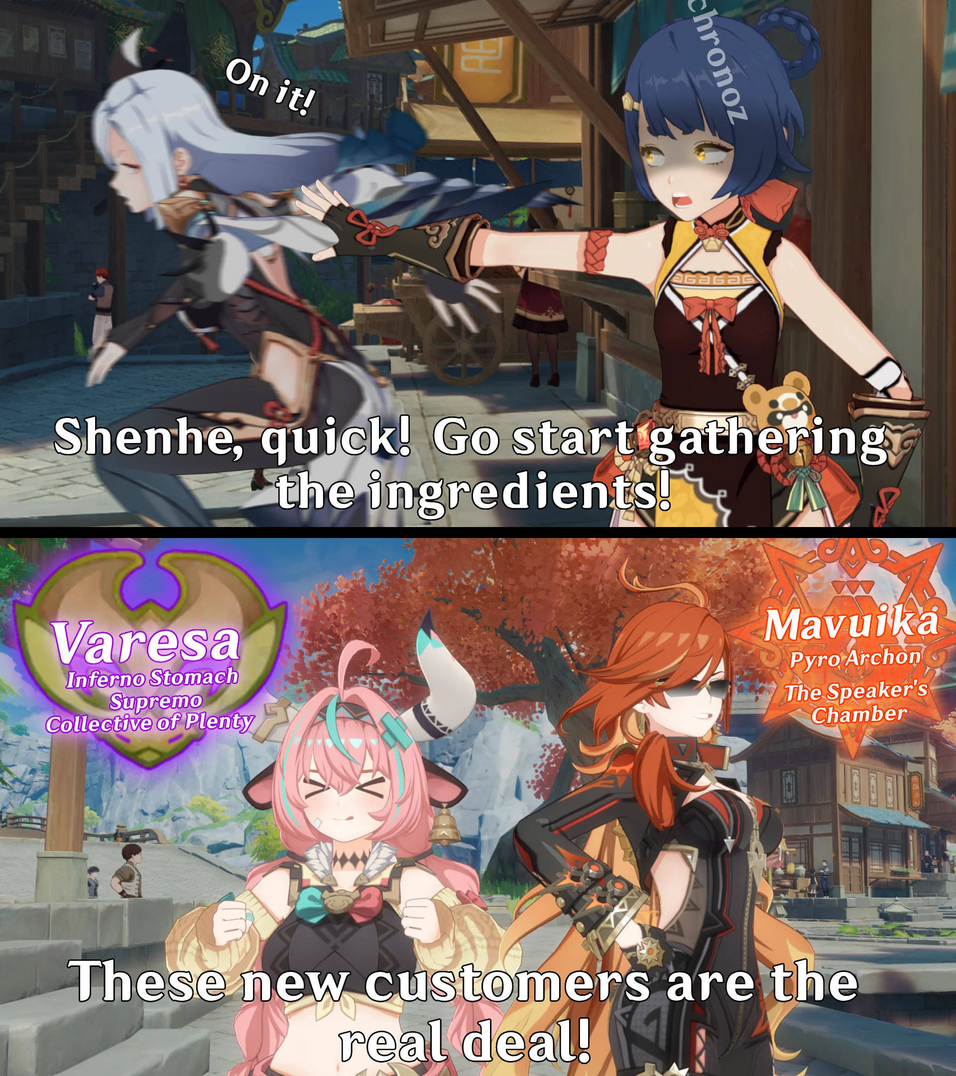 Thankfully Paimon isn't there to out-eat them 😄 Genshin Impact | HoYoLAB