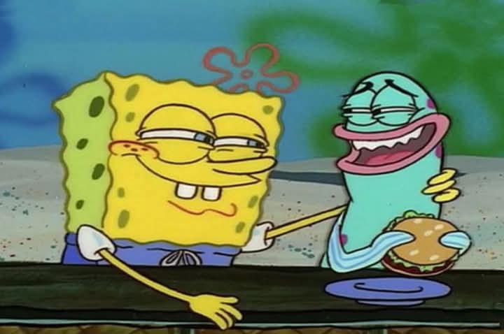 Spongebob show ripped pants to the blue fish | HoYoLAB