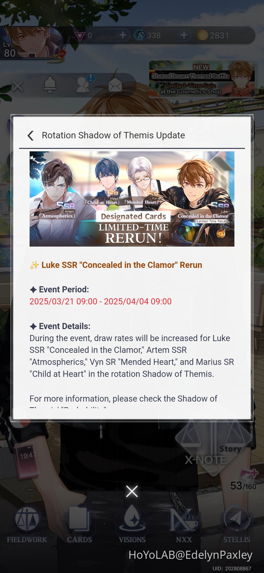 Rotation Shadow Of Themis Update Tears of Themis | HoYoLAB