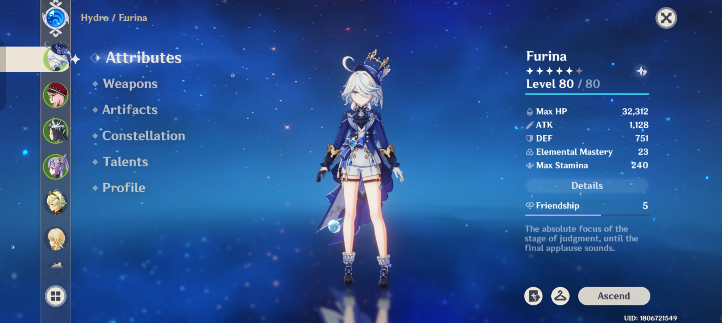 Furina Build!! (Trying to get a better sands & level up her talents ...