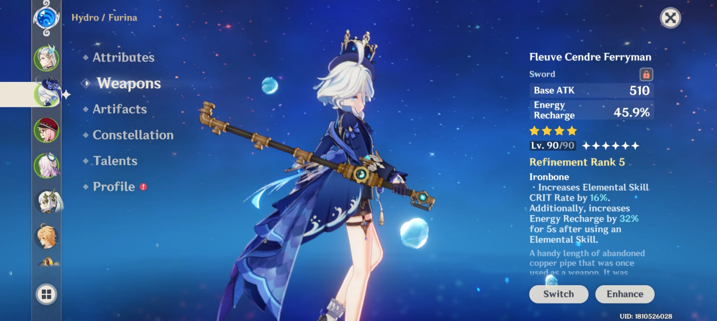 finally lvl 90 r5 the pipe for furina Genshin Impact | HoYoLAB