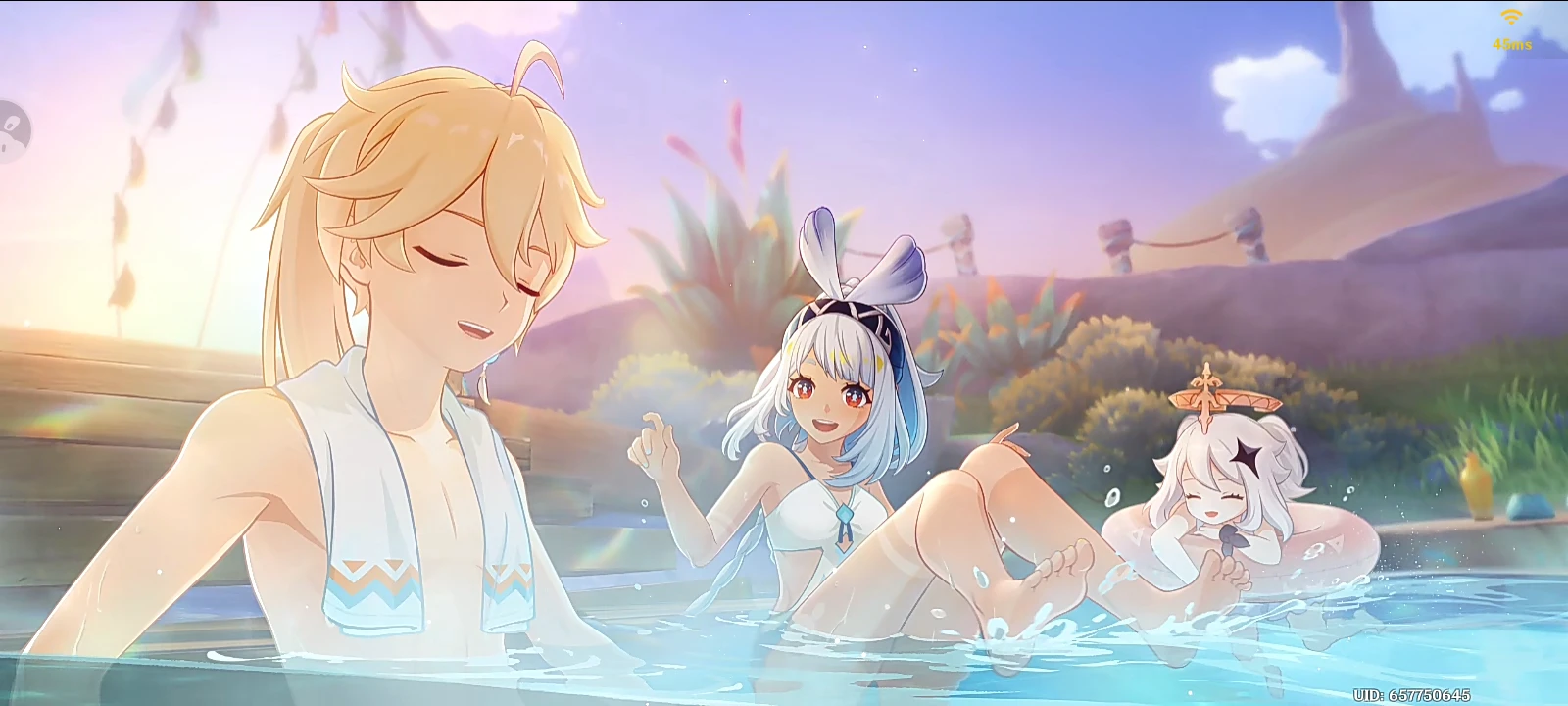Aether having hot springs break! Genshin Impact | HoYoLAB