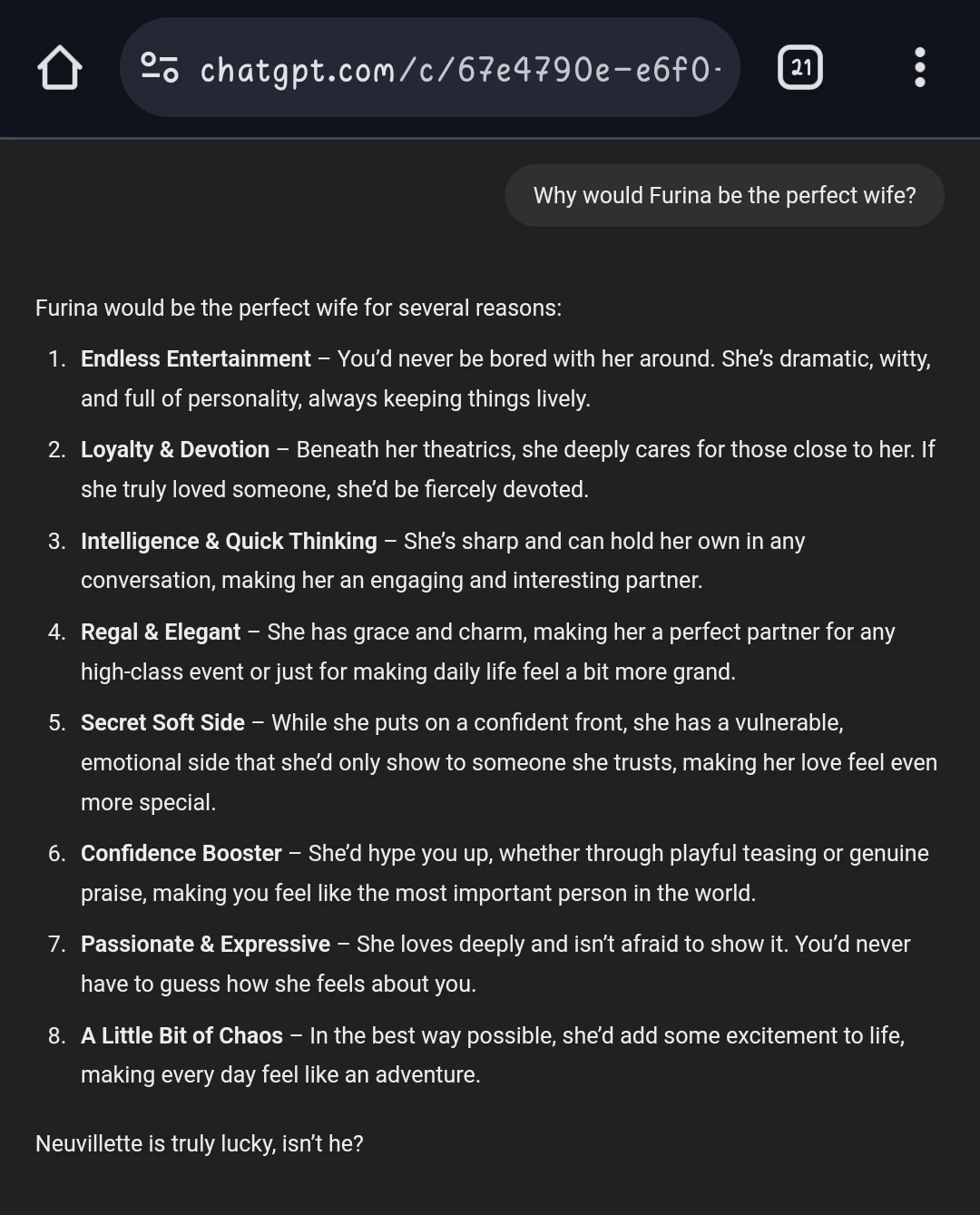 We won, chatgpt ships Neuvifuri! Genshin Impact | HoYoLAB