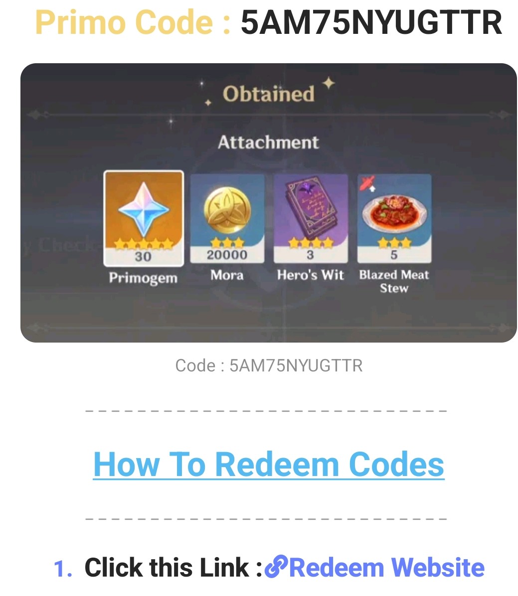 PRIMOGEMS CODE Genshin Impact | HoYoLAB