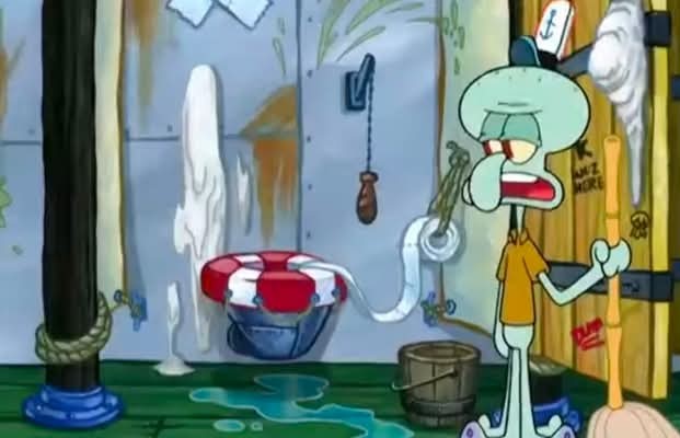 Squidward prepare for cleaning the dirty toilet | HoYoLAB