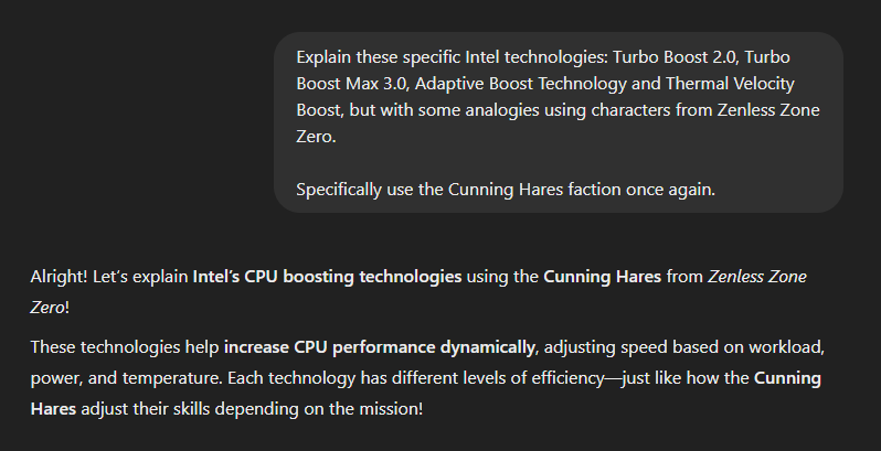 Intel Boost Technologies explained with the Cunning Hares. Zenless Zone ...