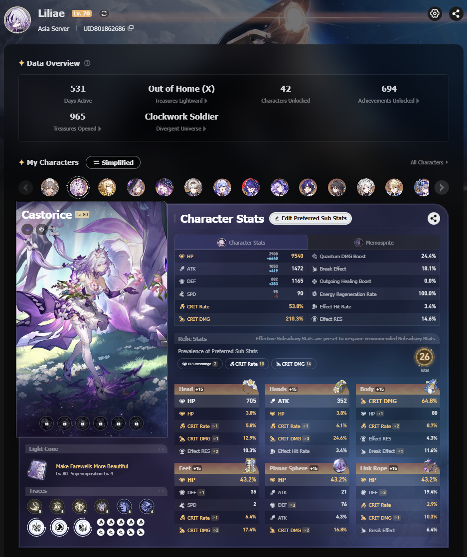 Building my "perfect" Castorice - Day 1 Honkai: Star Rail | HoYoLAB