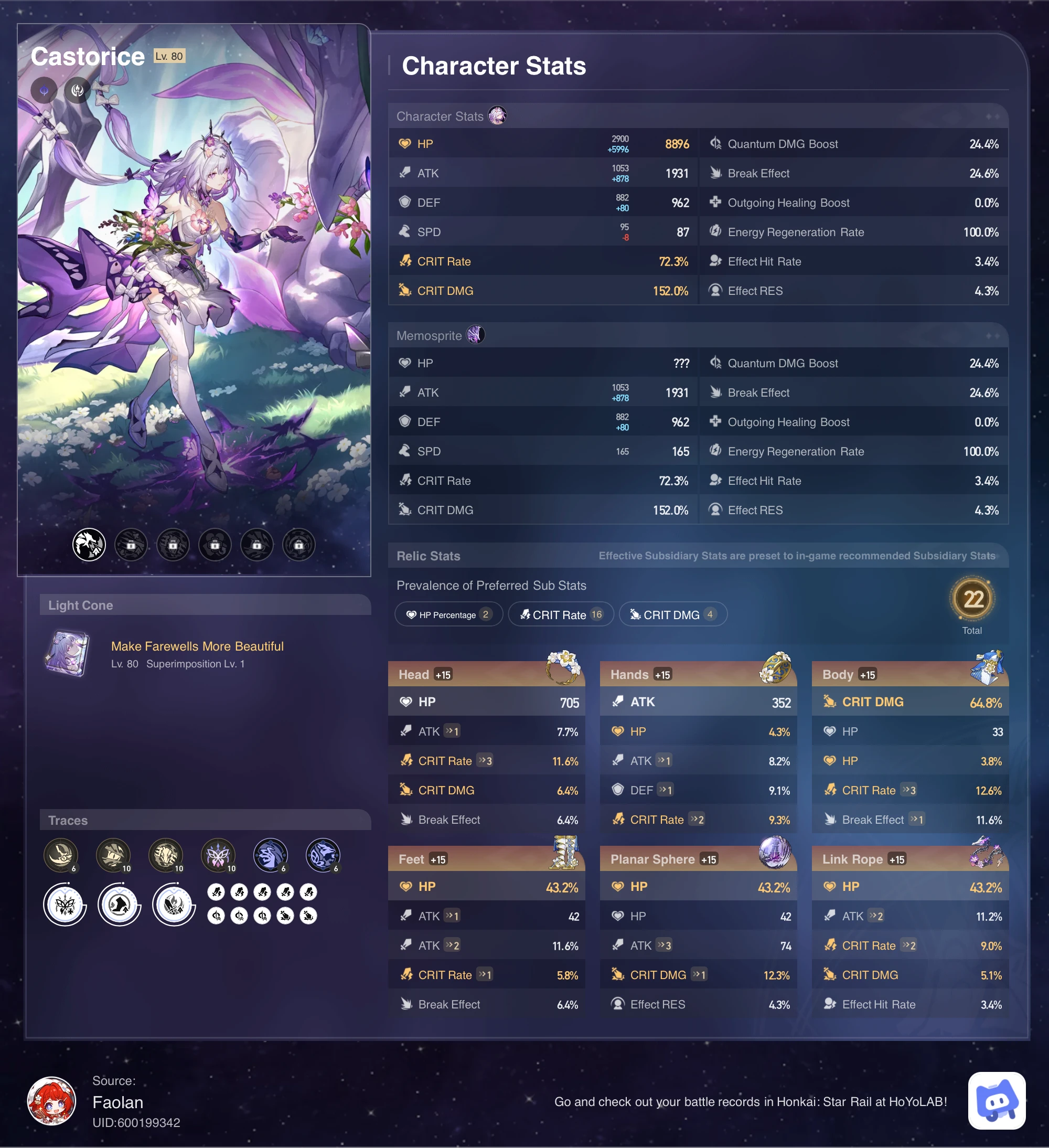 Day 1 Castorice Build Honkai: Star Rail | HoYoLAB