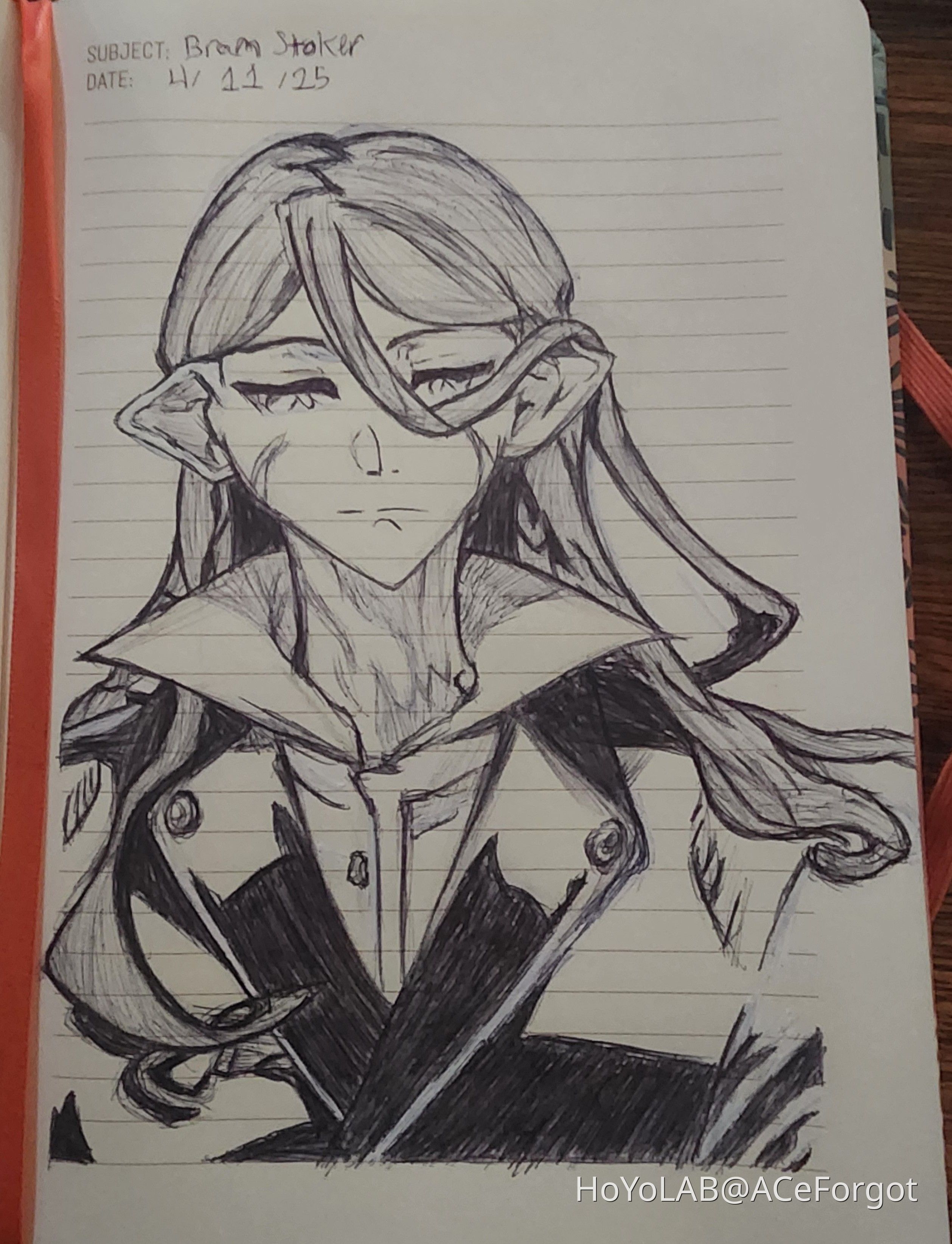 Pen drawing of Bram Stoker from bsd | HoYoLAB