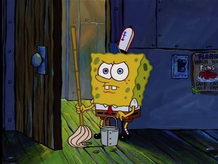 Spongebob prepare for cleaning toilet | HoYoLAB