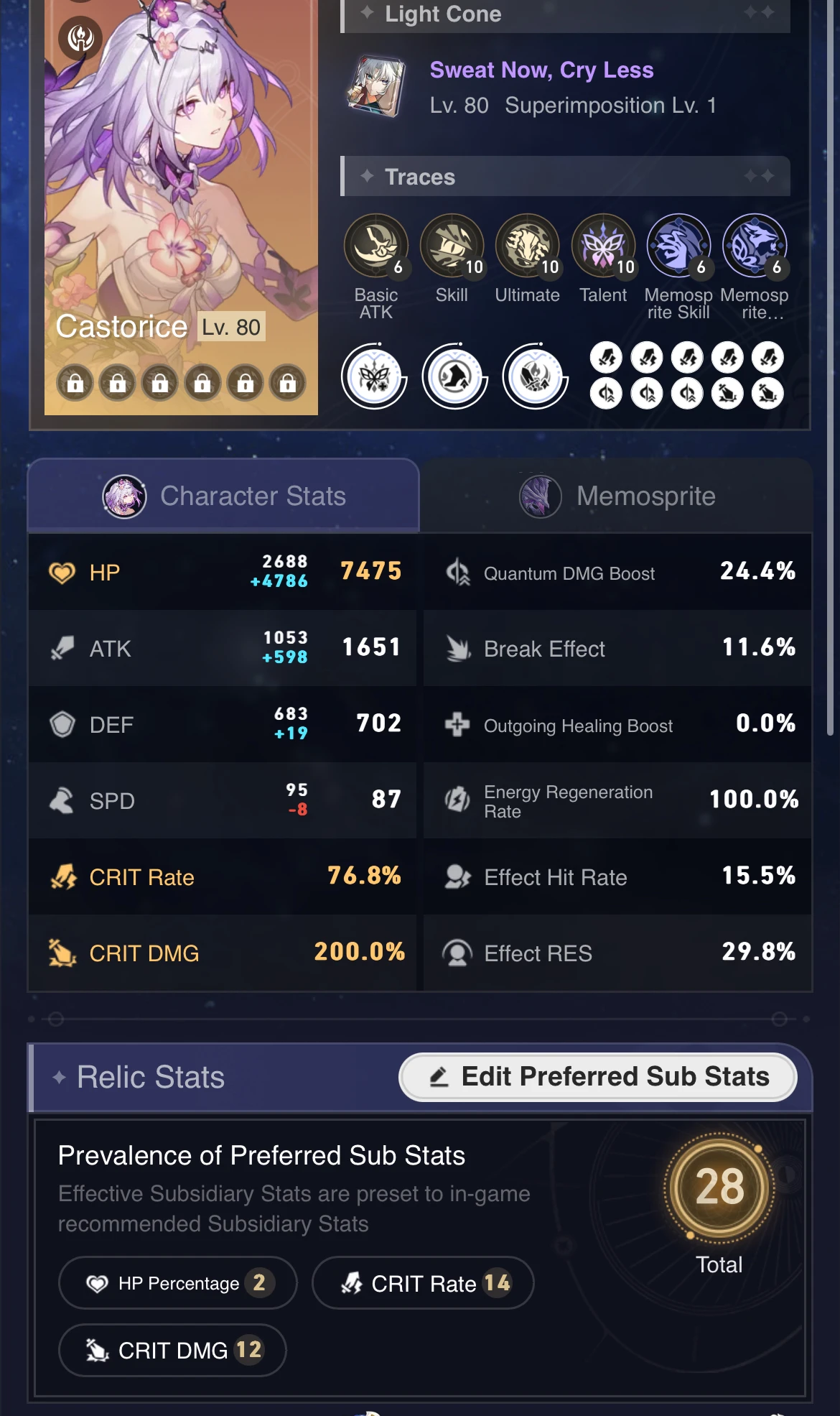 Castorice f2p build(mostly) Honkai: Star Rail | HoYoLAB