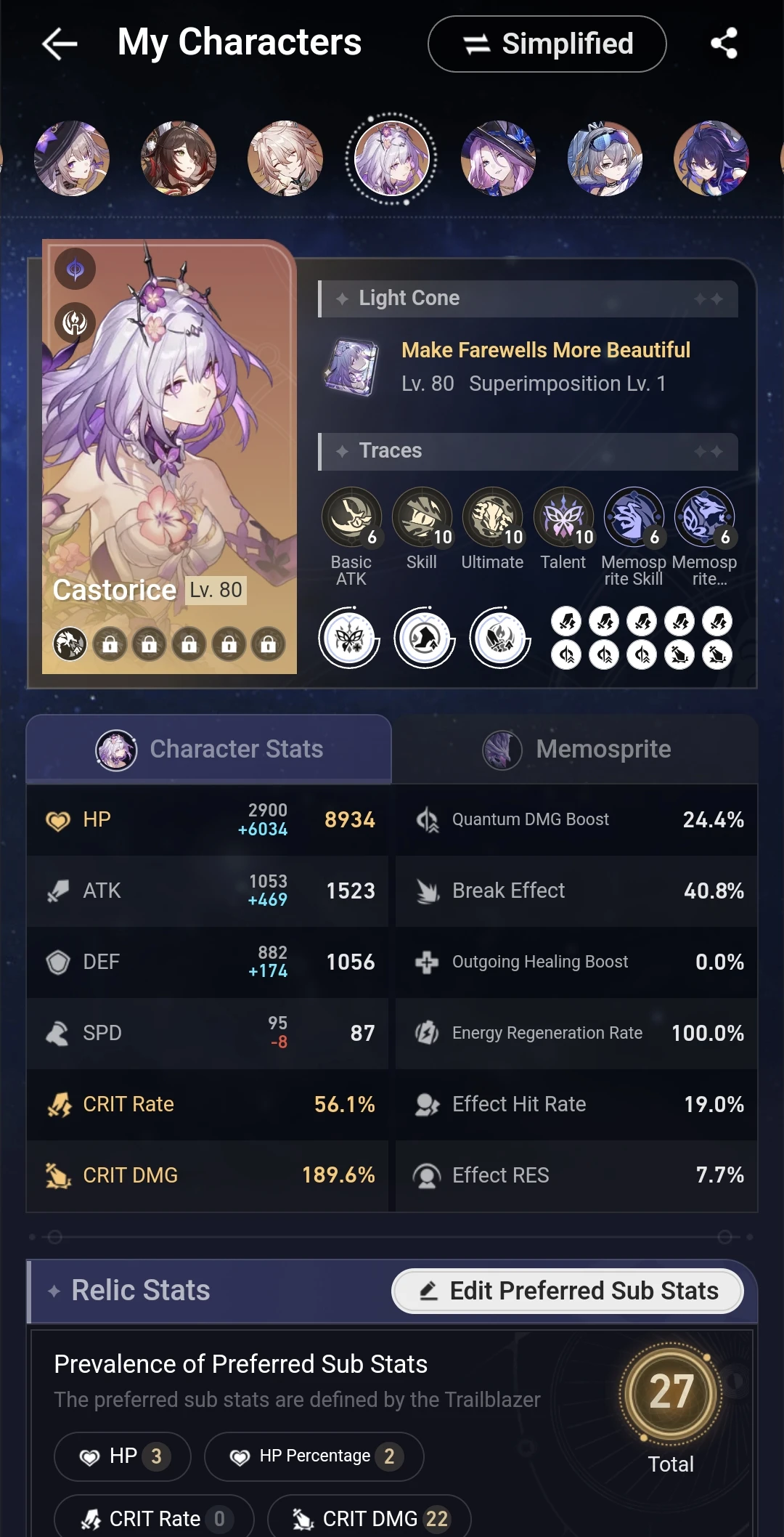 Castorice Build (Update #1) Honkai: Star Rail | HoYoLAB