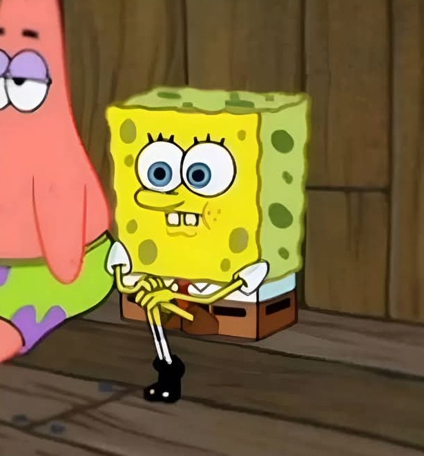 Spongebob and Patrick sit in Wood wall and floor | HoYoLAB