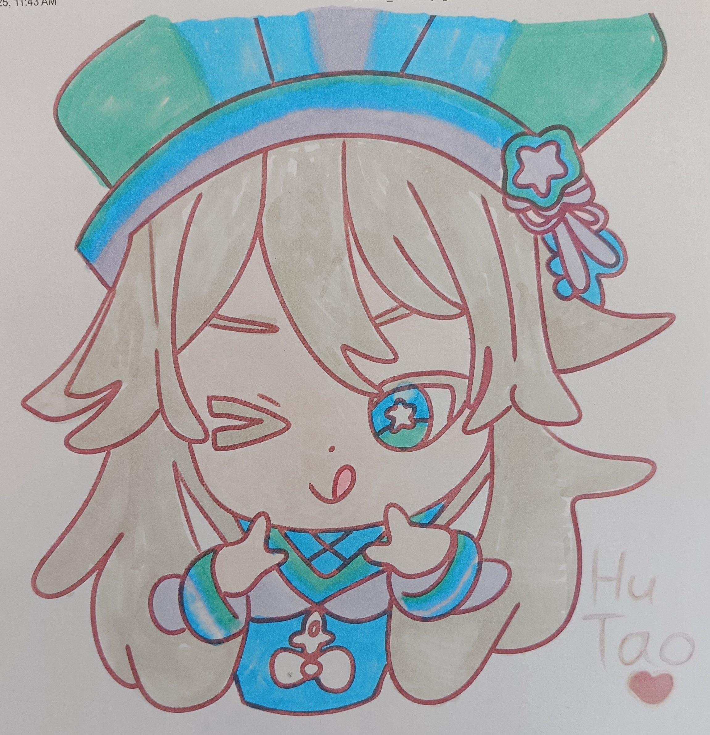 Hu Tao Sticker Coloring featuring Artsy Kitty (Minwen) , Focalors ...