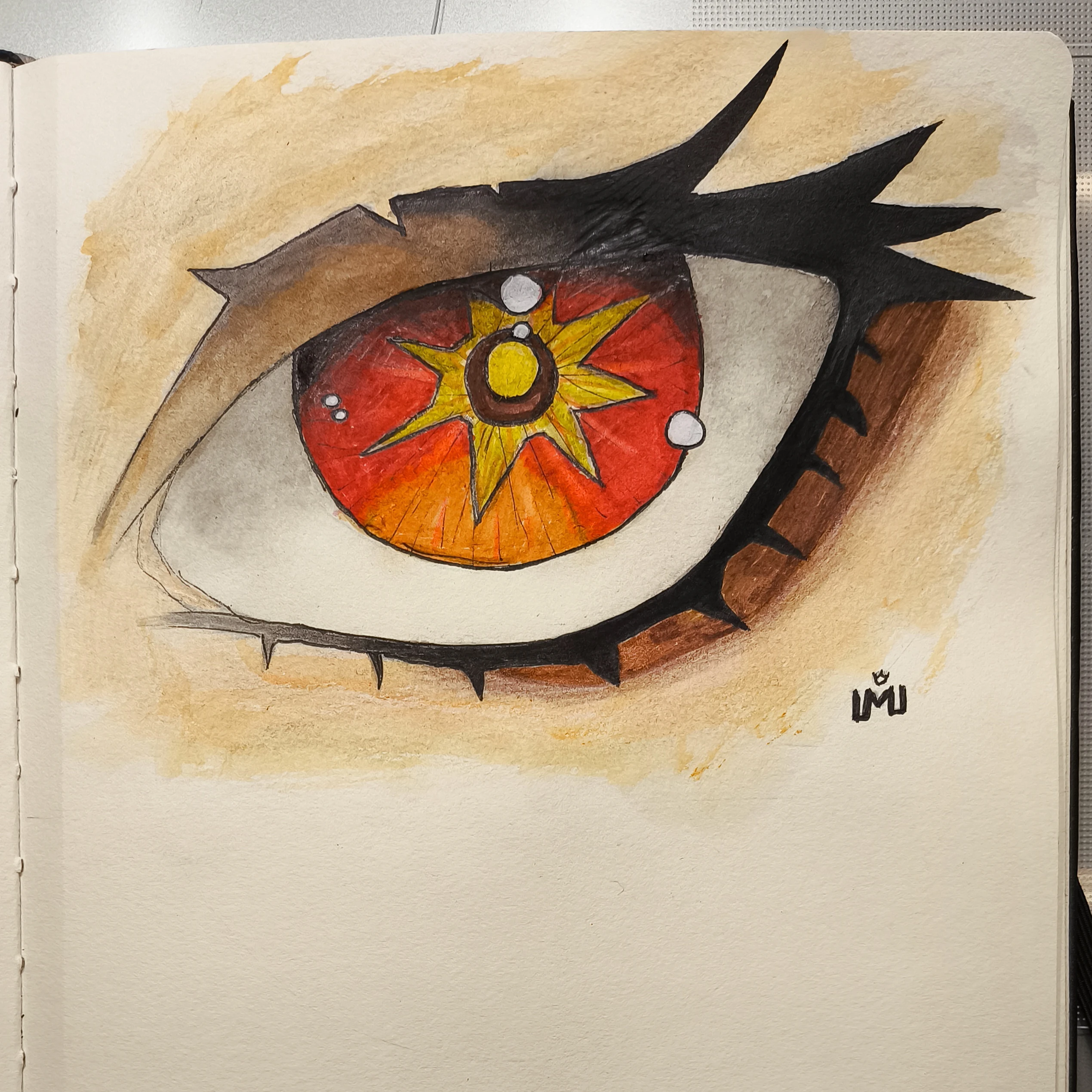 My drawing of Mavuika's eye compared to the reference Genshin Impact ...