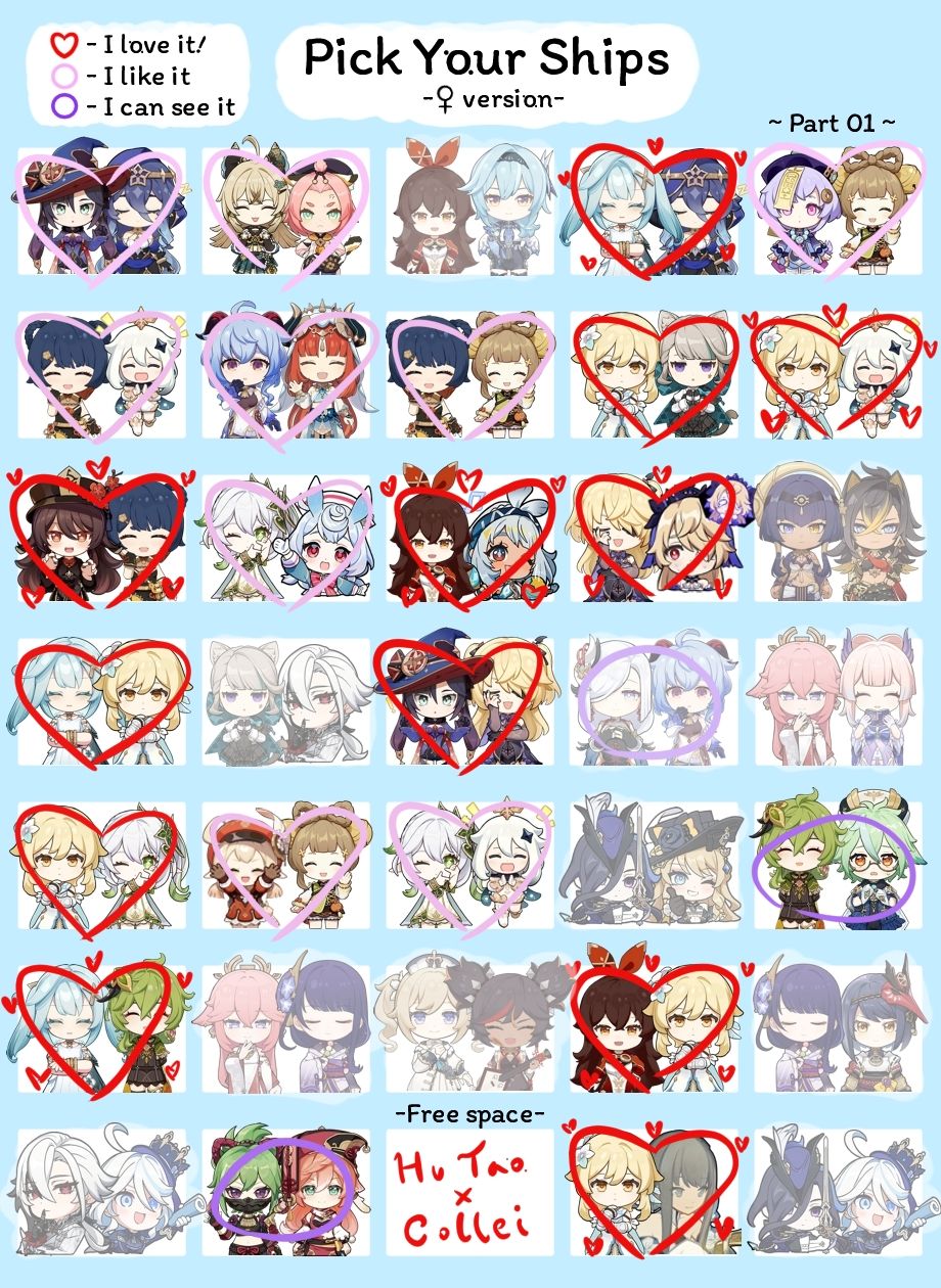 Pick Your Ships (Yuri Version) Genshin Impact | HoYoLAB