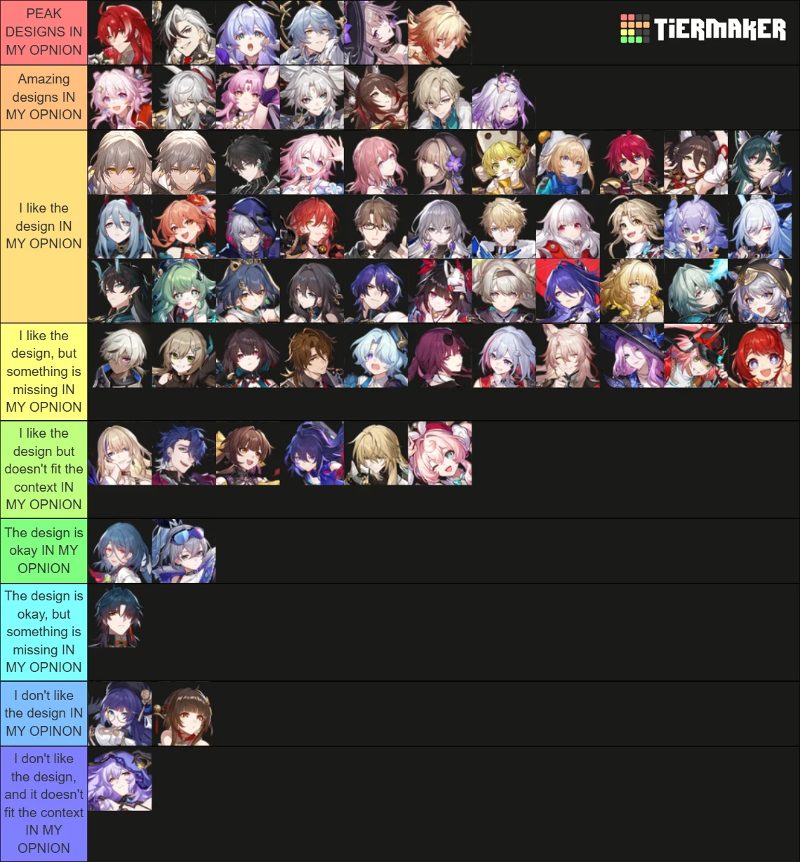 Character designer ranks HSR characters based on their designs Honkai ...