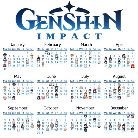 Genshin Bday calendar Genshin Impact | HoYoLAB