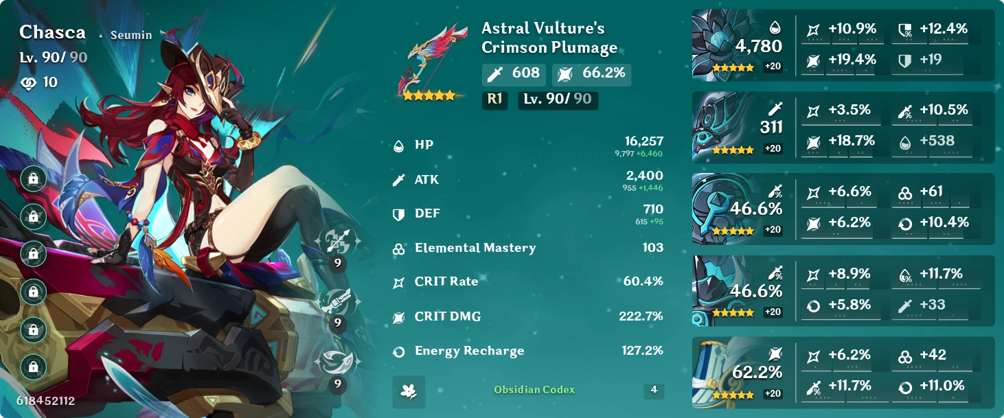 My Chasca build so far Genshin Impact | HoYoLAB