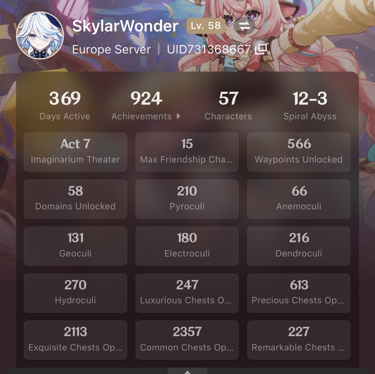 Progress after one year active as a f2p Genshin Impact | HoYoLAB