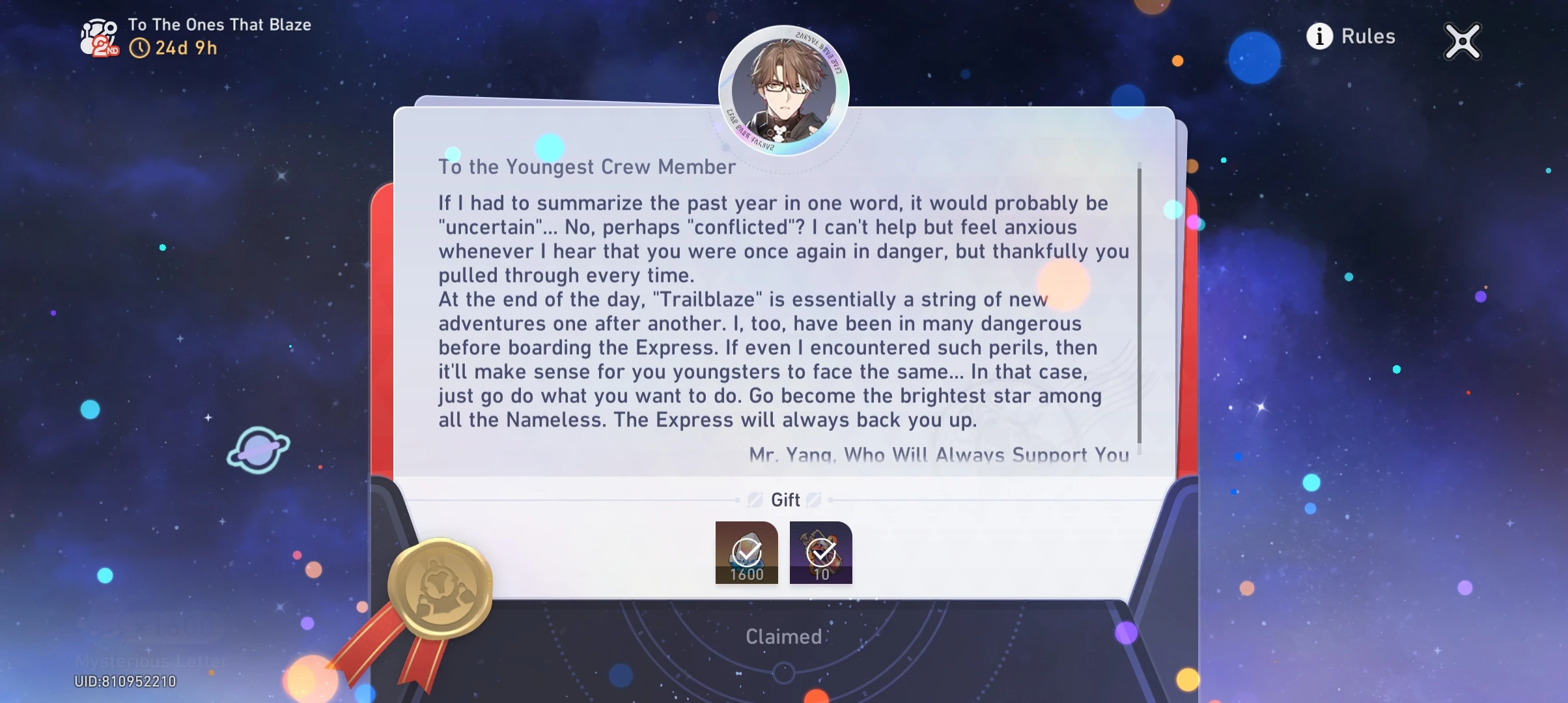 Who else chose the Best male character in HSR for mail? Honkai: Star ...