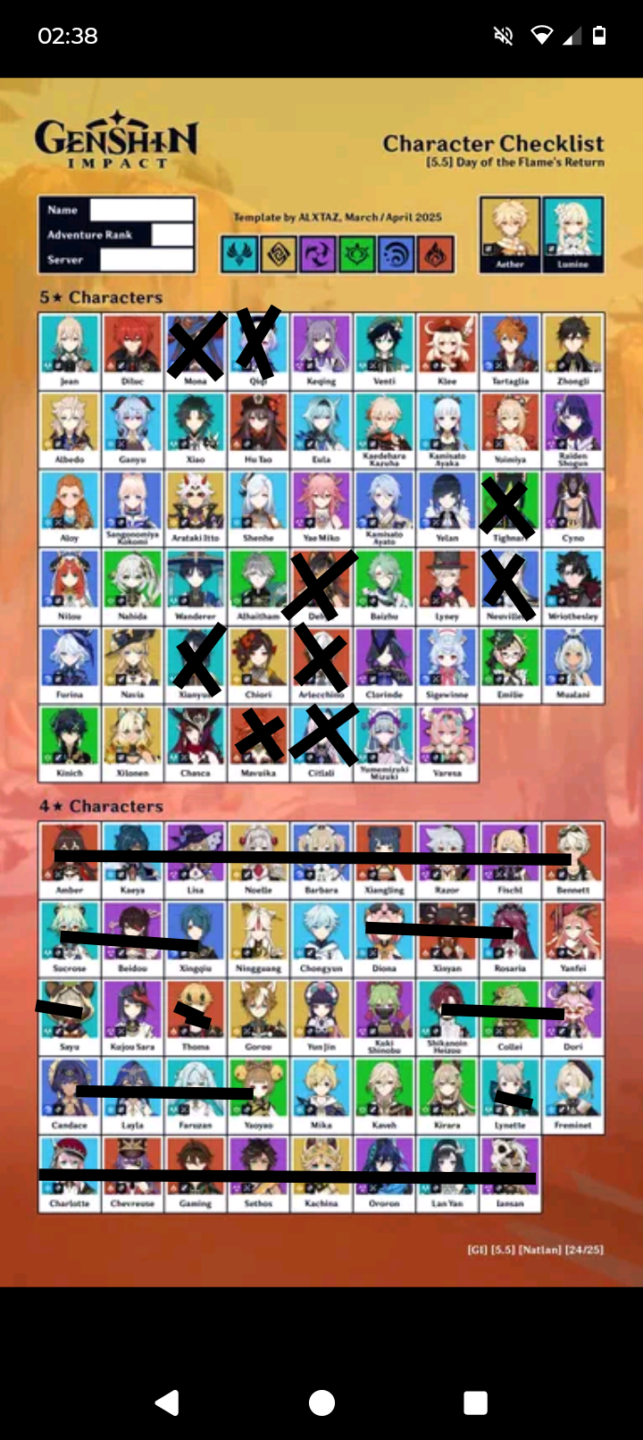 My Genshin Character Checklist Genshin Impact | HoYoLAB