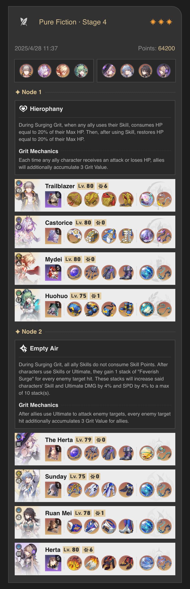 Mydei + Castorice Dual DPS w/ RMC & The Herta + Herta puppet Sustainles ...