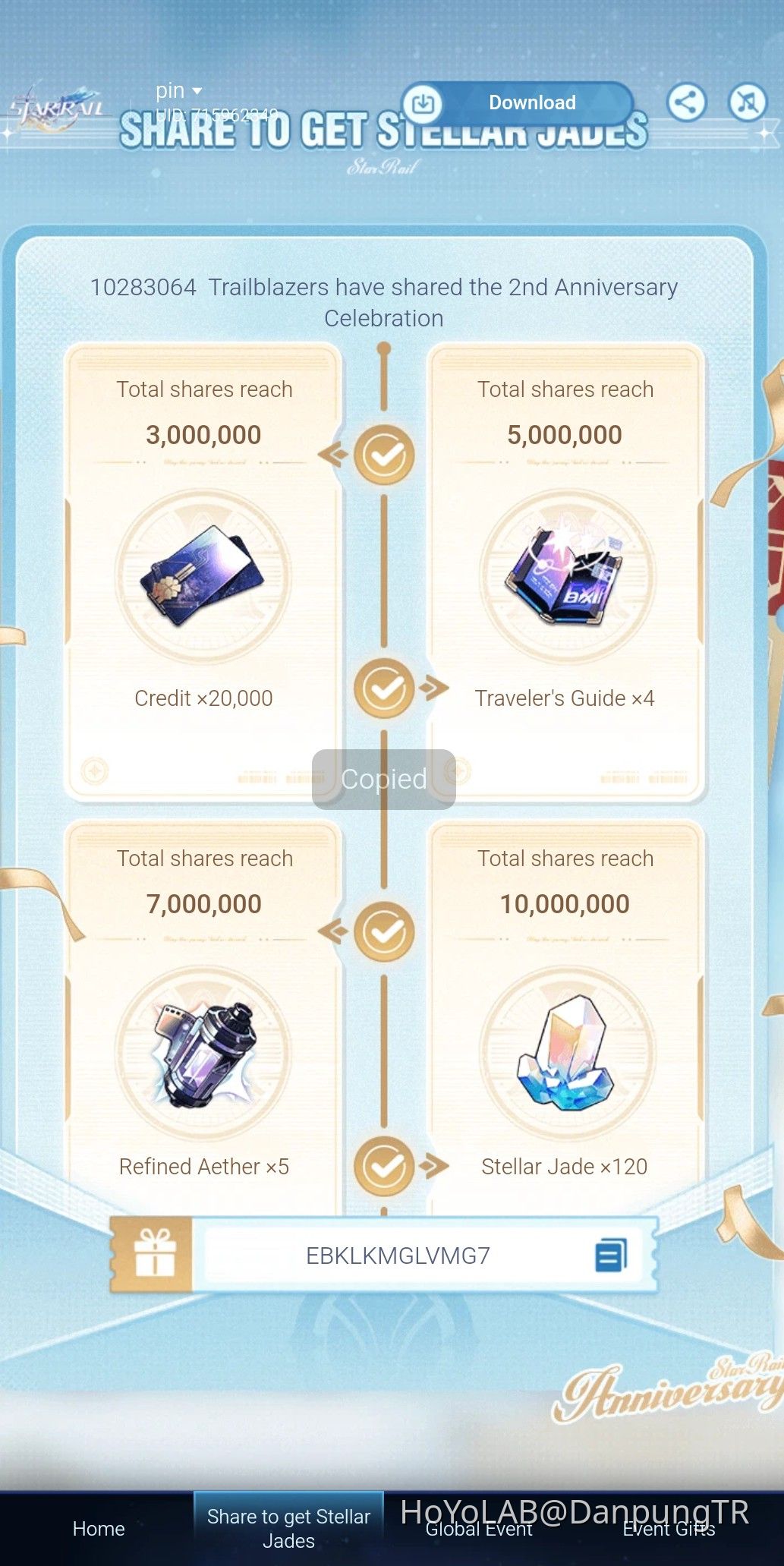 Almayı unutanlar için 120 stellar jade kodu Honkai: Star Rail | HoYoLAB