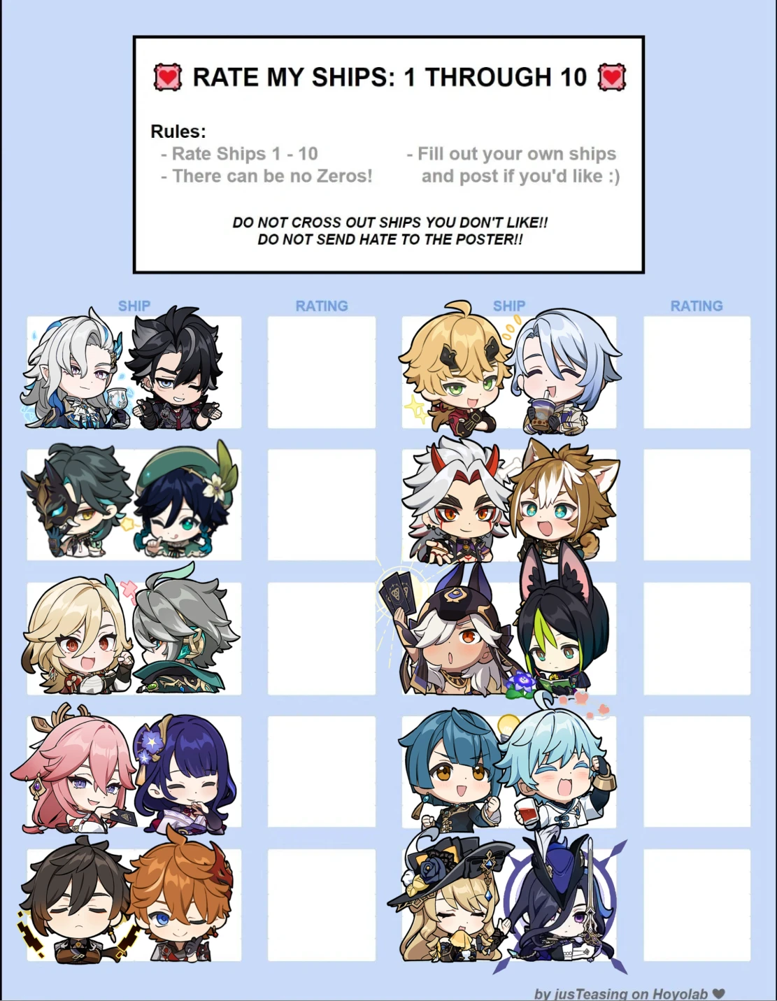 Rate my GI ships :D Genshin Impact | HoYoLAB