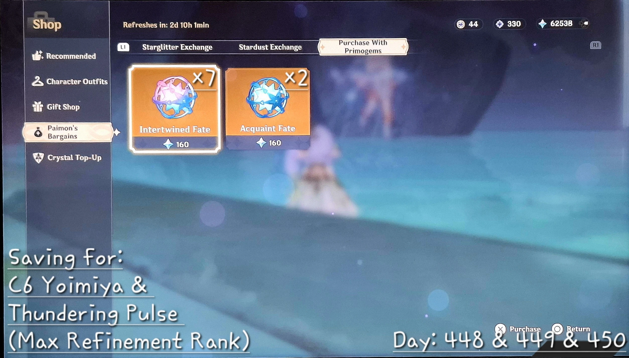 Saving for C6 Yoimiya & Thundering Pulse (Max Refinement Rank) Day: 448 ...