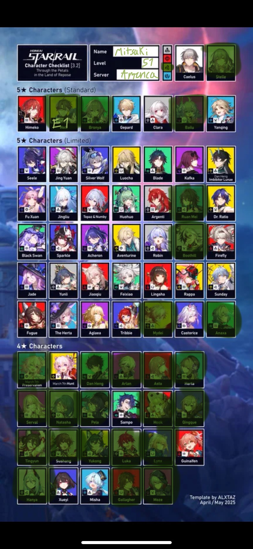 HSR Character Checklist.. :D Honkai: Star Rail | HoYoLAB