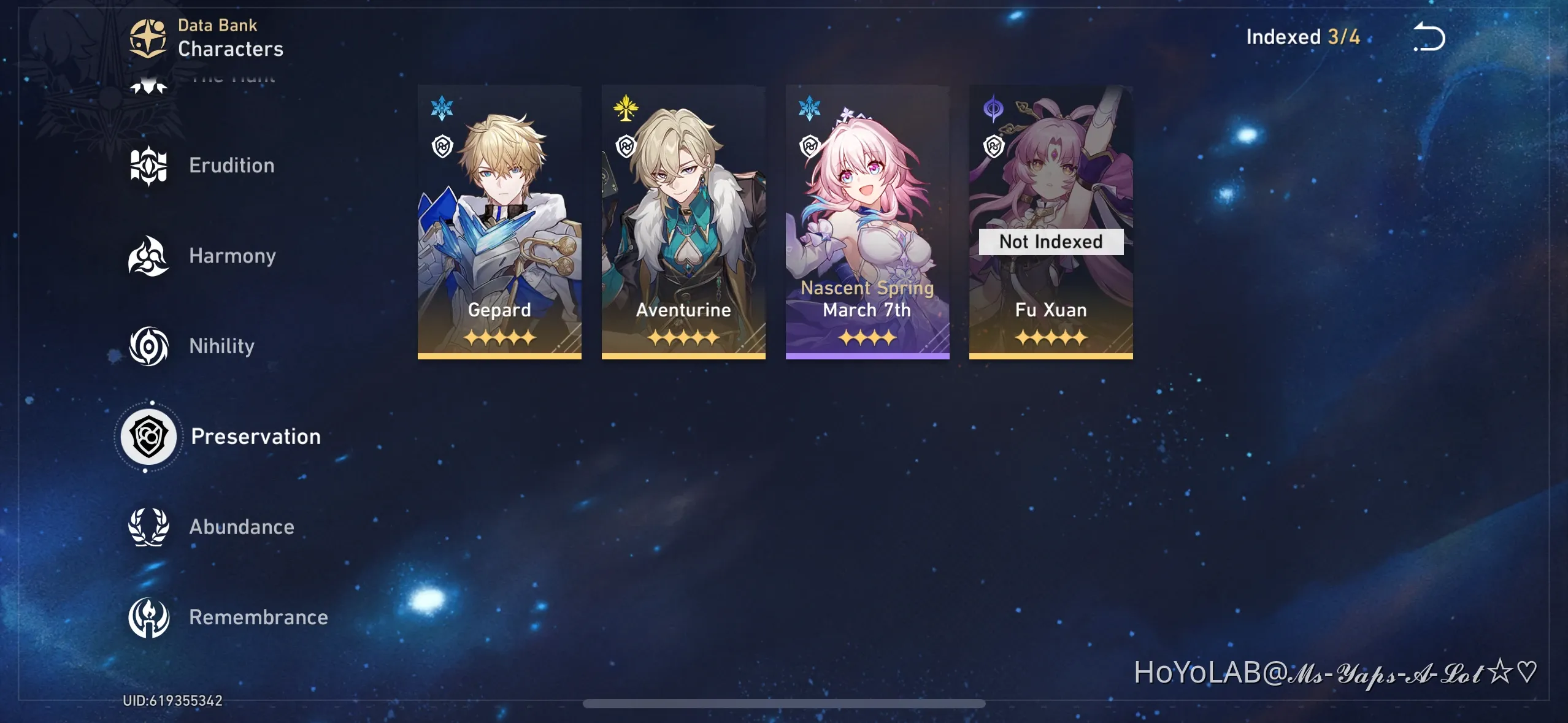 We need more preservation characters😭 🏻 I’m pretty sure Aventurine was ...