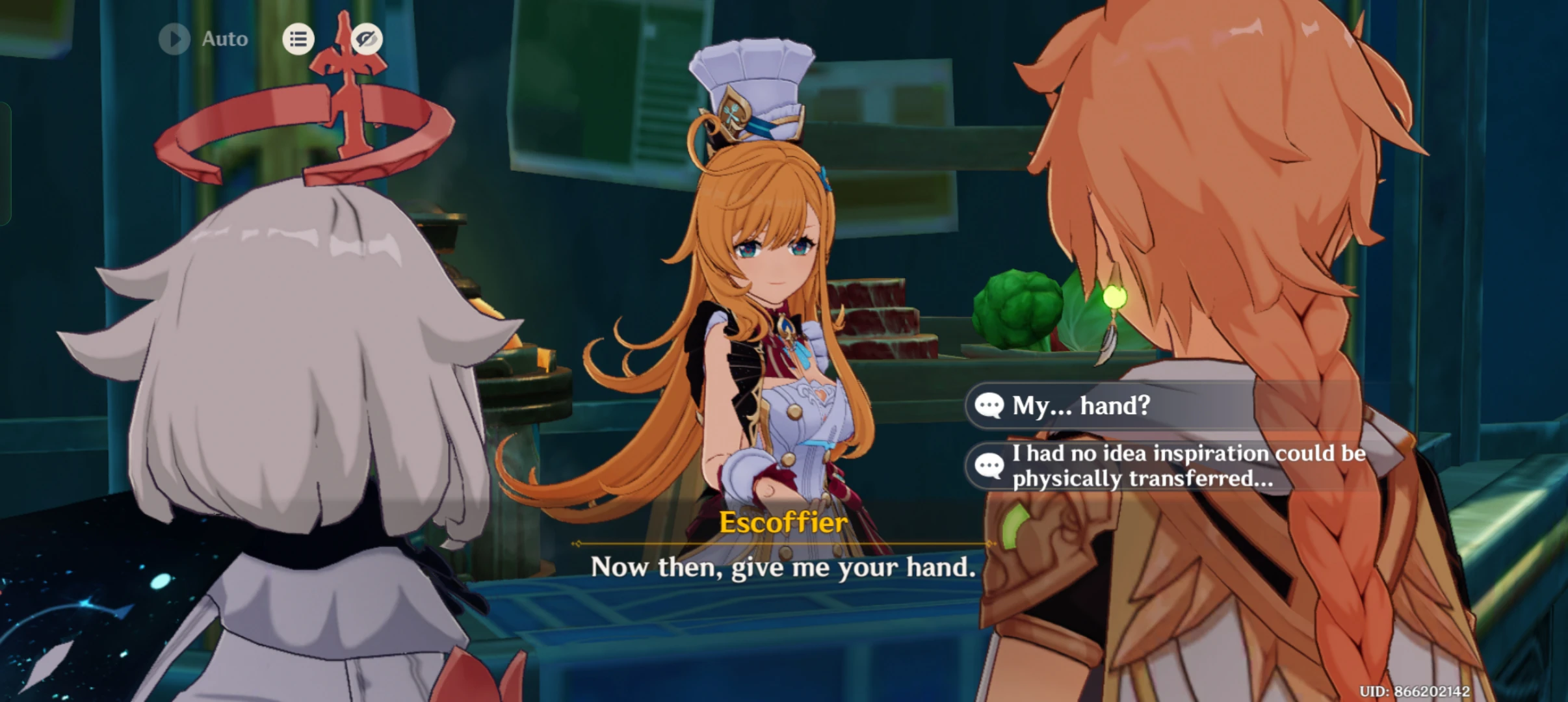 Escoffier holding Aether's hand Genshin Impact | HoYoLAB