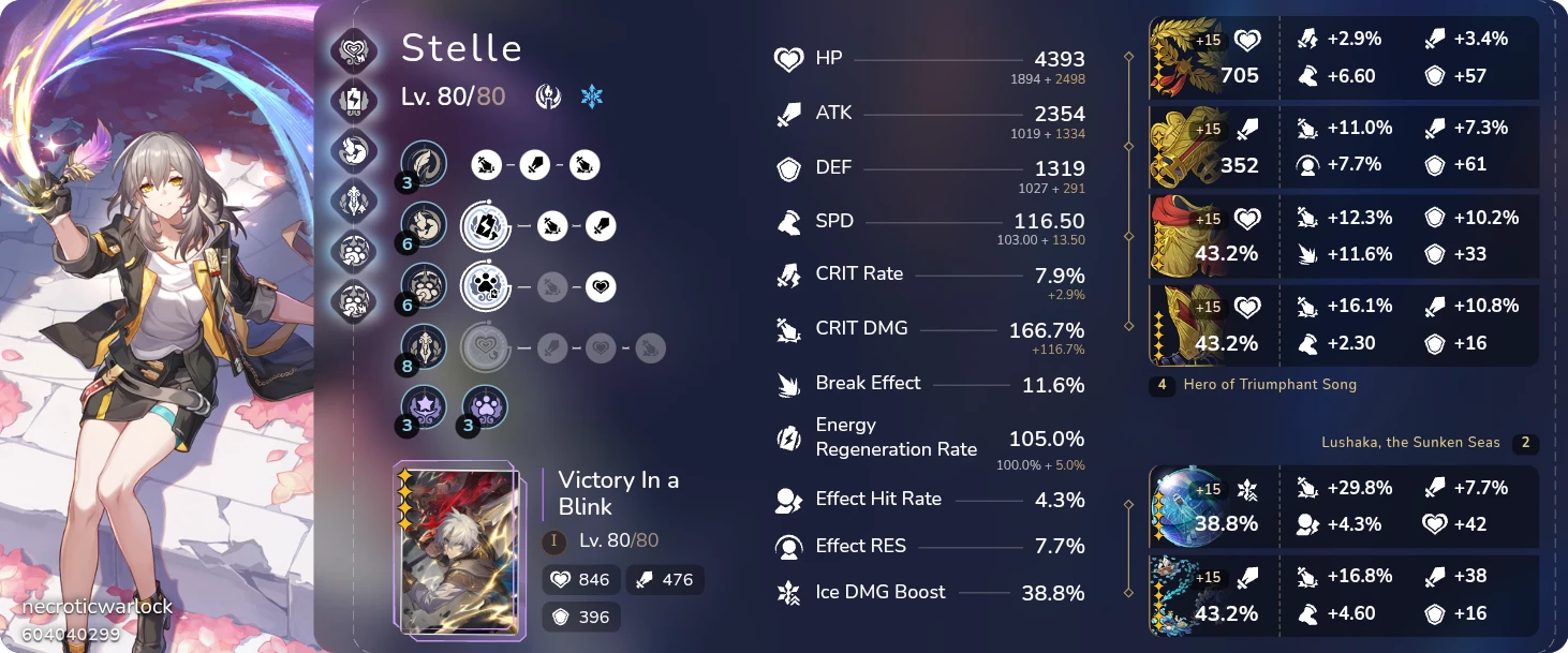 Here is my updated castorice and stelle builds Honkai: Star Rail | HoYoLAB