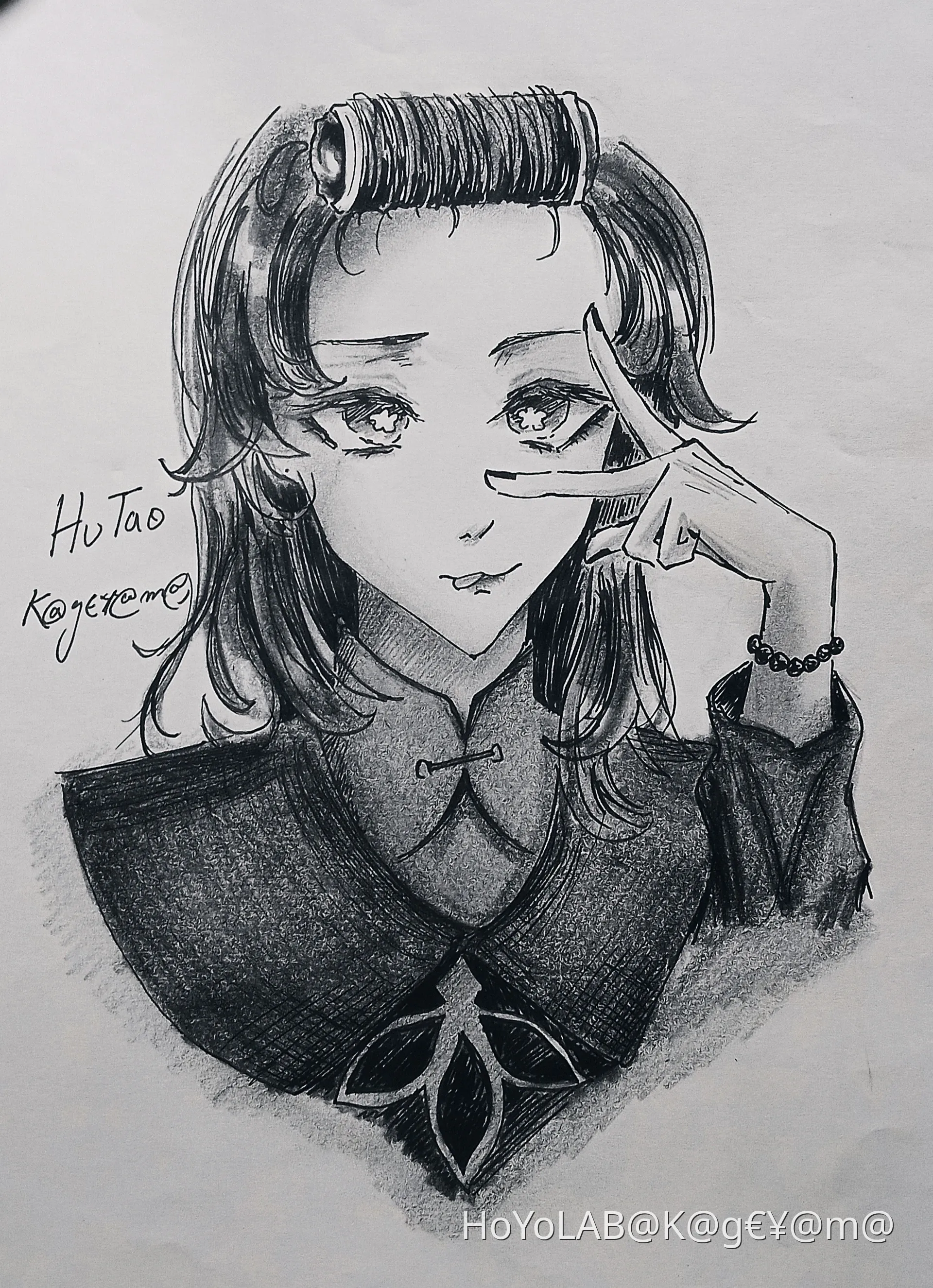 Hu Tao drawing for the Hu Tao Hair Project by @Minuki fei Genshin ...