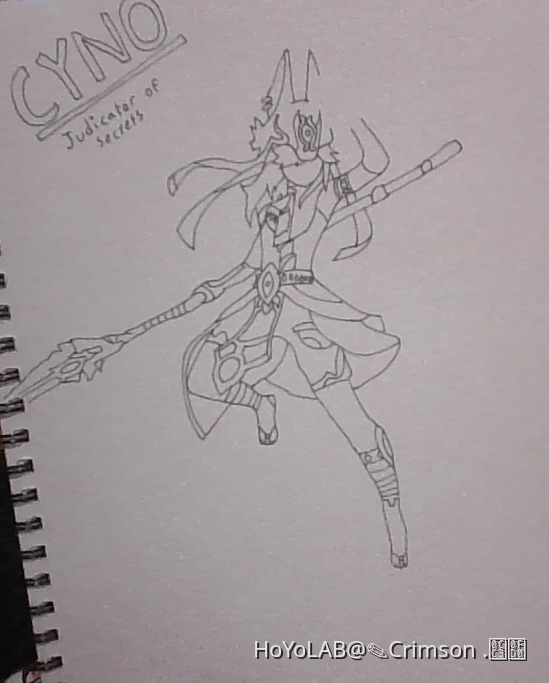 Cyno drawing I got lazy with the hands (I never drew full body drawing ...