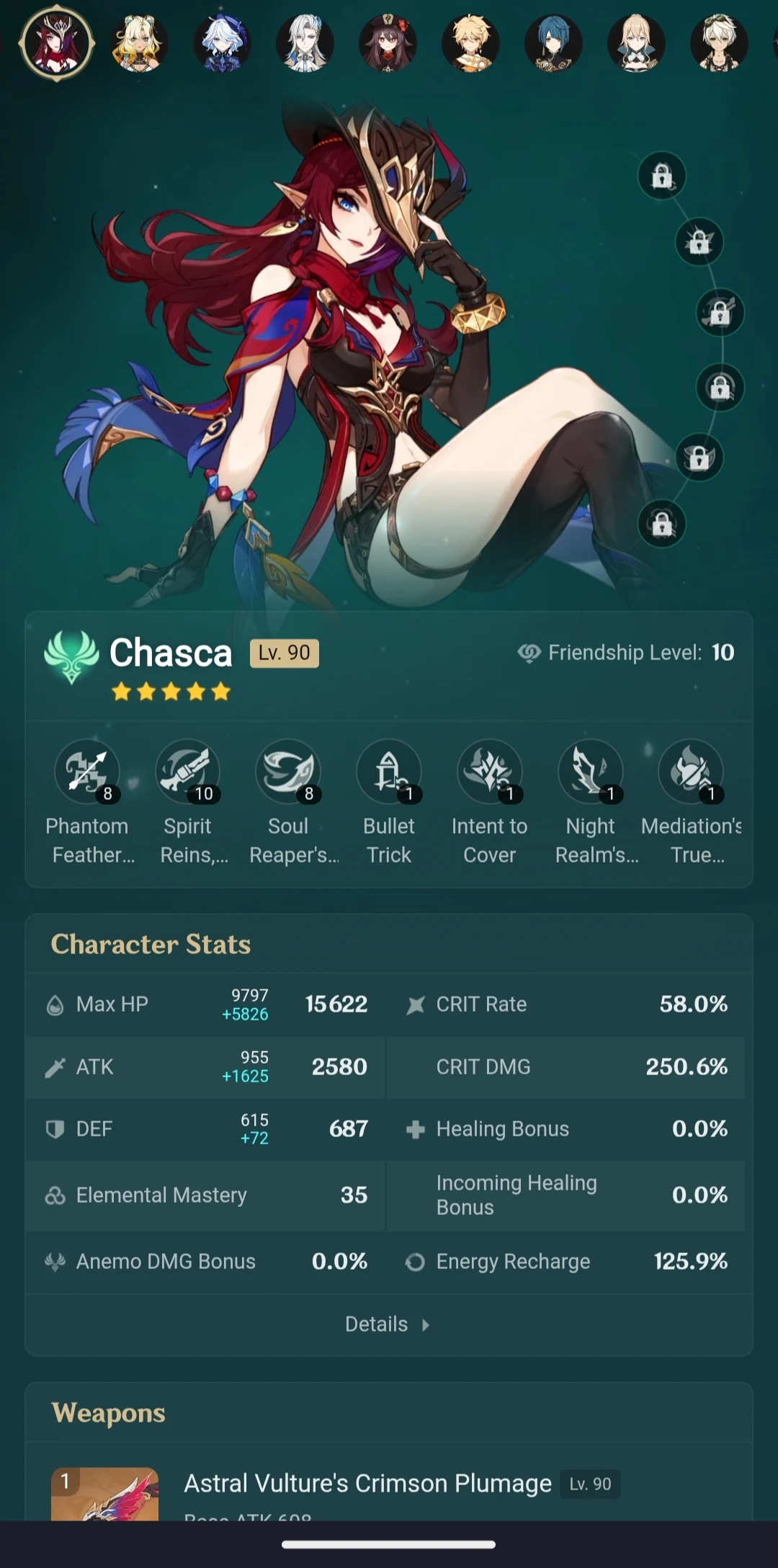 what do you think about my chasca build 🤔 🥴 Genshin Impact | HoYoLAB
